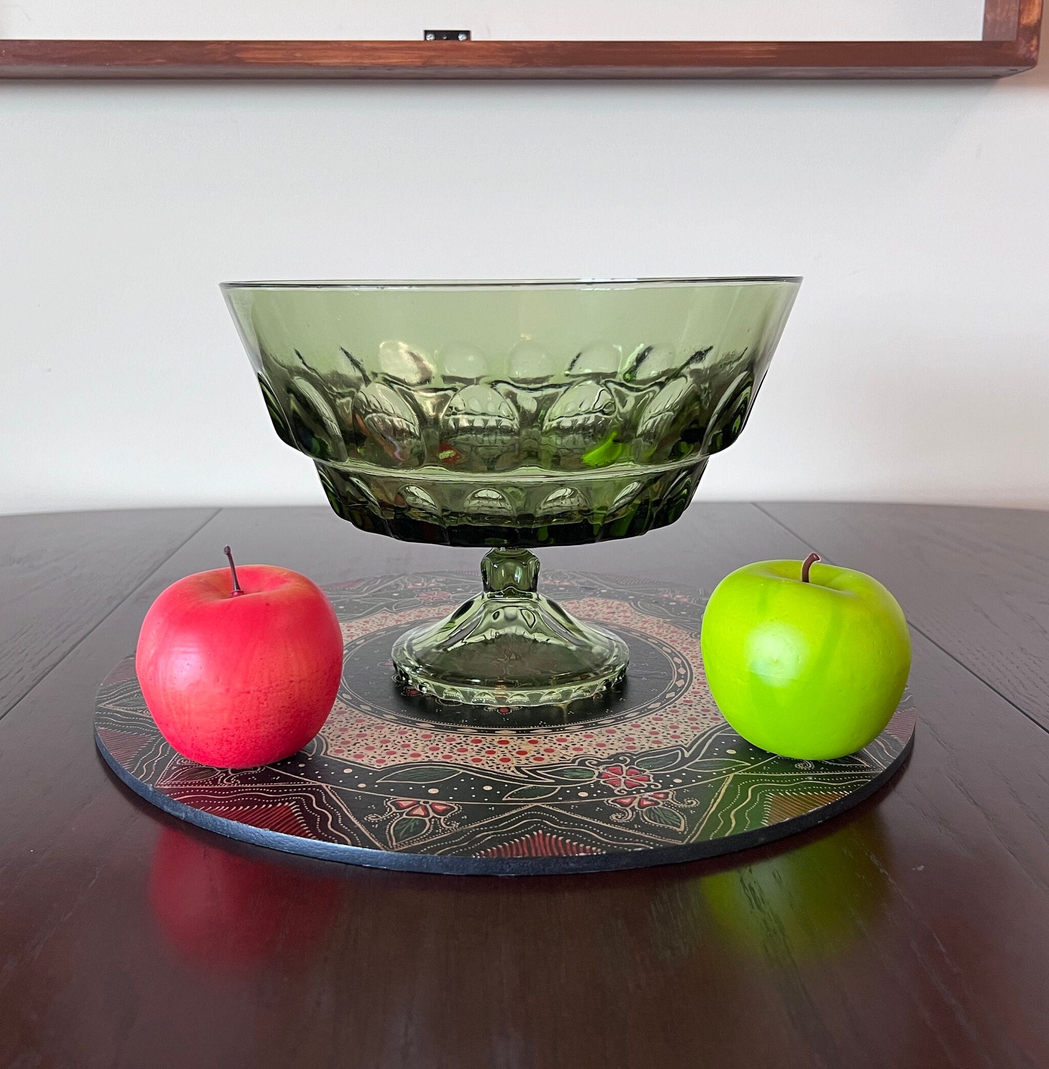 Hazel Atlas Green Thumbprint 10 Reflection Green Footed Centerpiece ...