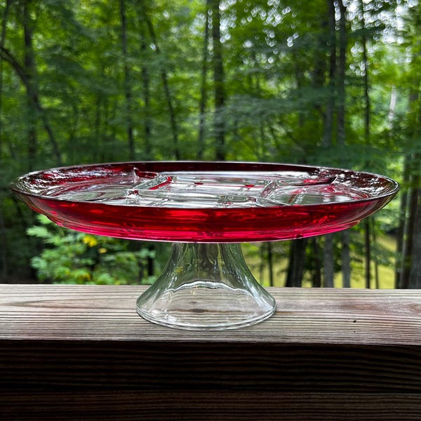 Ruby Glass Platter - Etsy