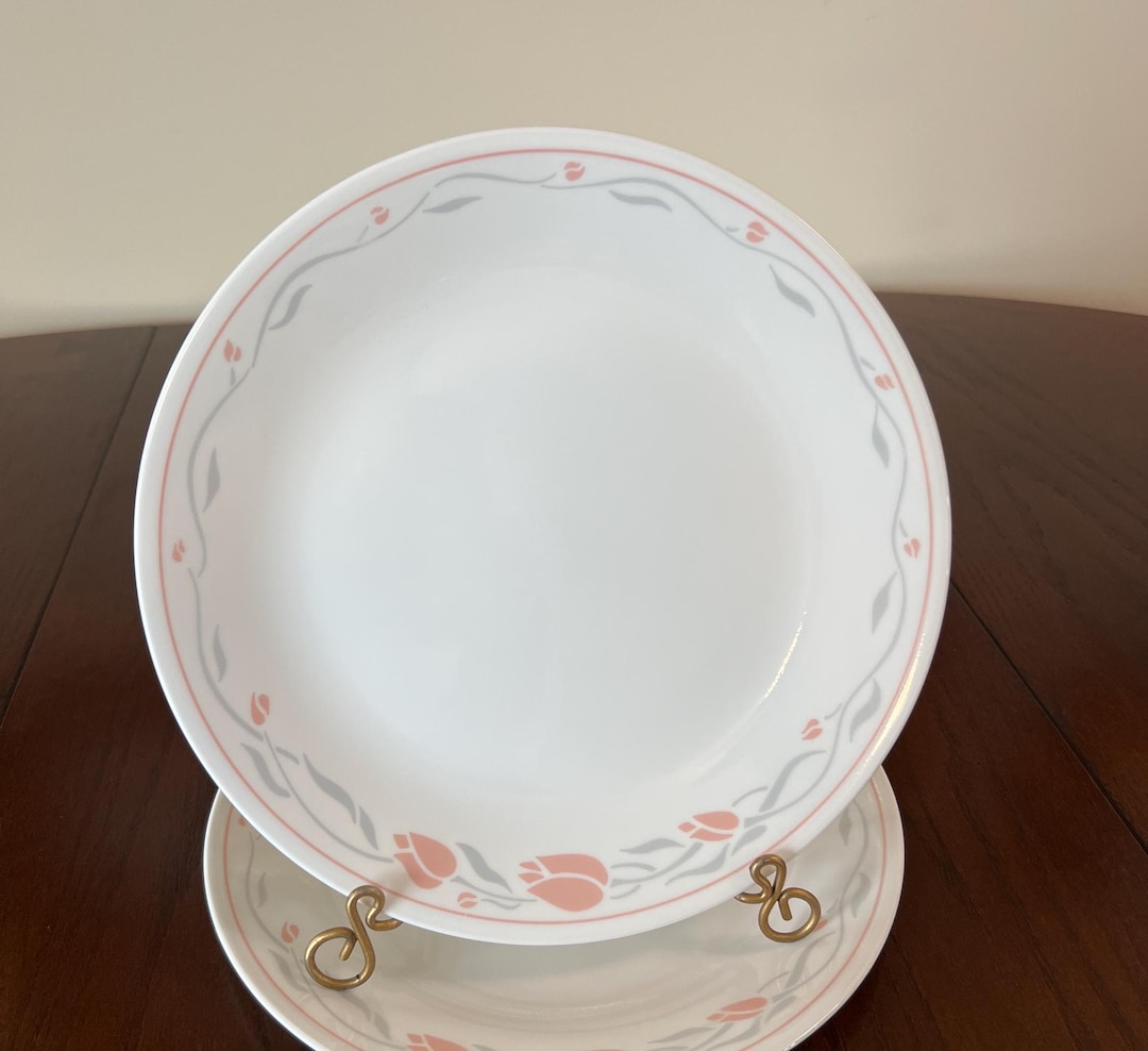 Corelle - St. Claire - Dinner Plates - 10.25” - Lot of 2 - Pink Tulips ...
