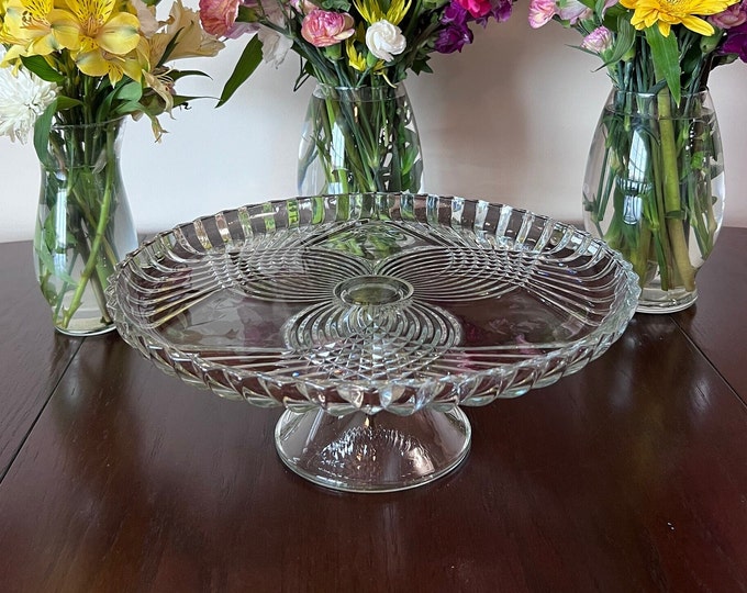 Indiana Glass - Enchantment - 12” Glass Cake Stand - Vintage Cake Stand ...