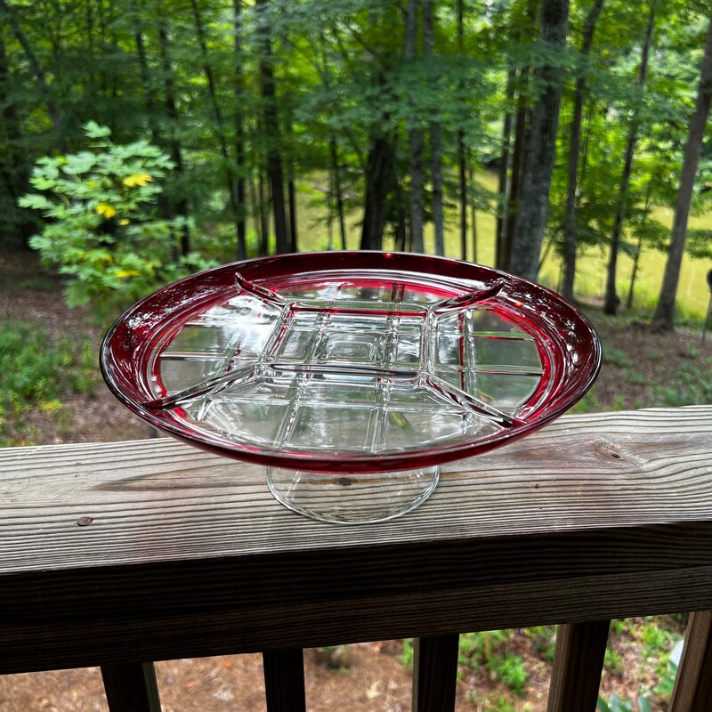 Ruby Glass Platter - Etsy