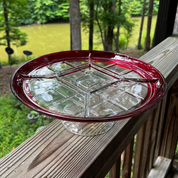Ruby Glass Platter - Etsy