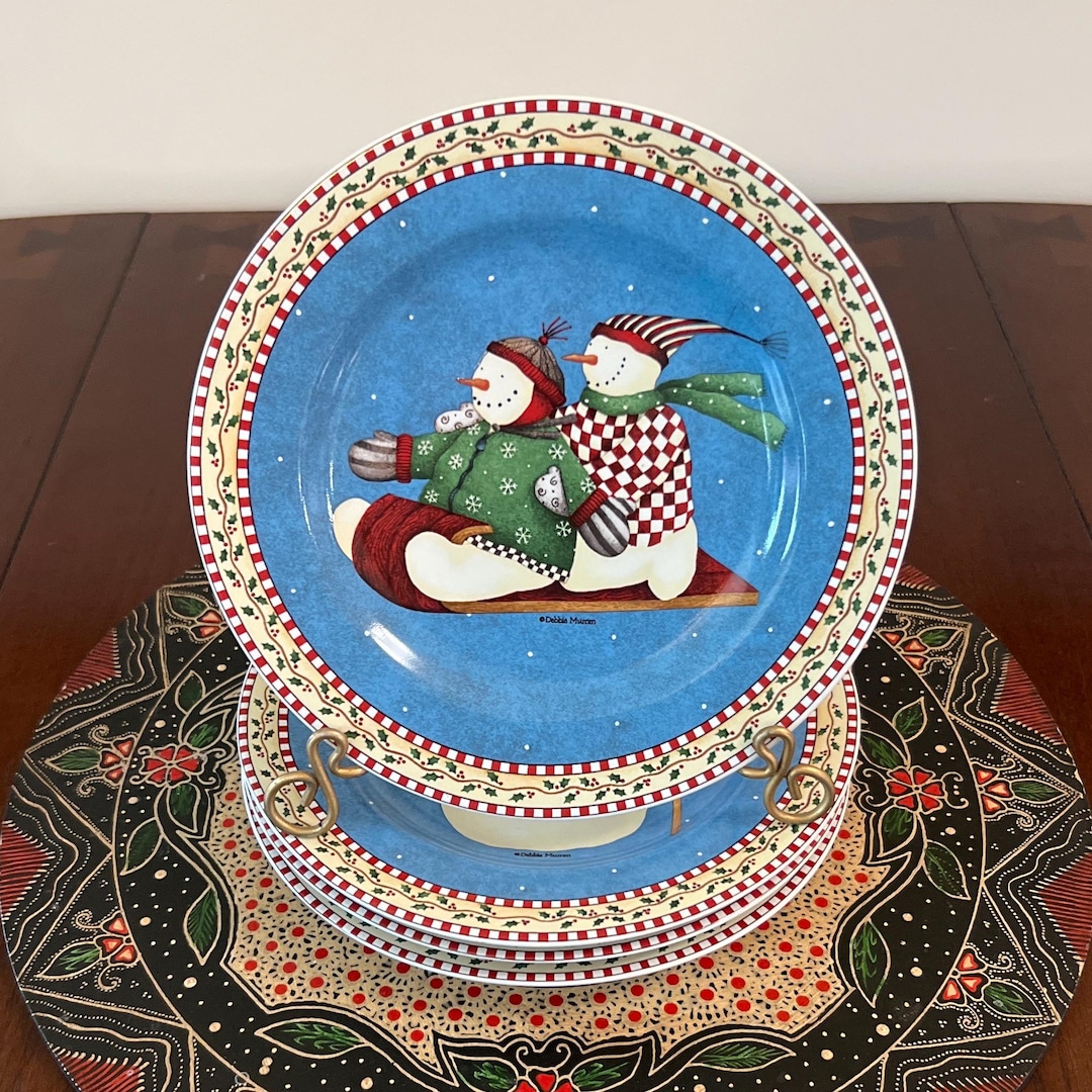 Sakura - Debbie Mumm - "jolly Snowmen" - 8" Luncheon Plates - Set of 4 ...