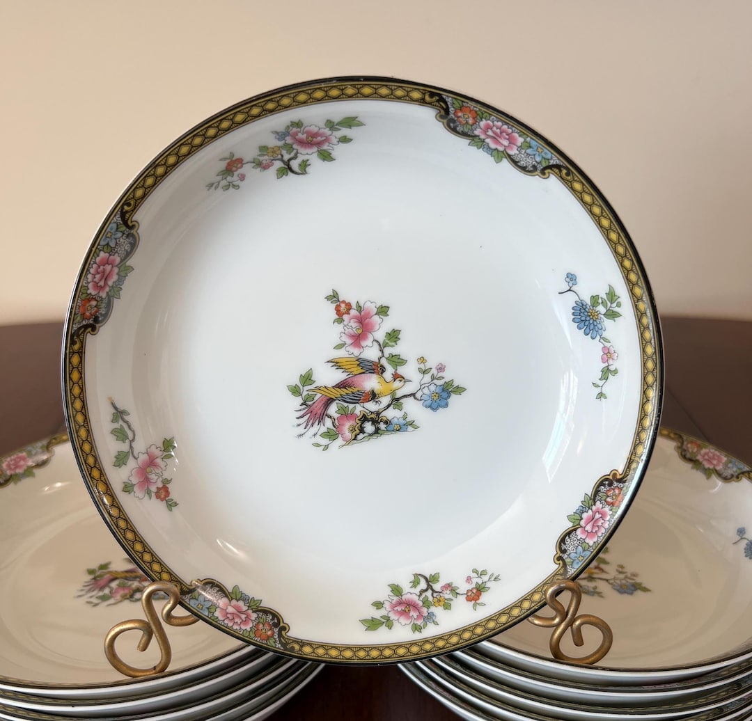 Antique Noritake Pheasant Coupe Soup Bowls Scenic Export 1920s - Choose ...