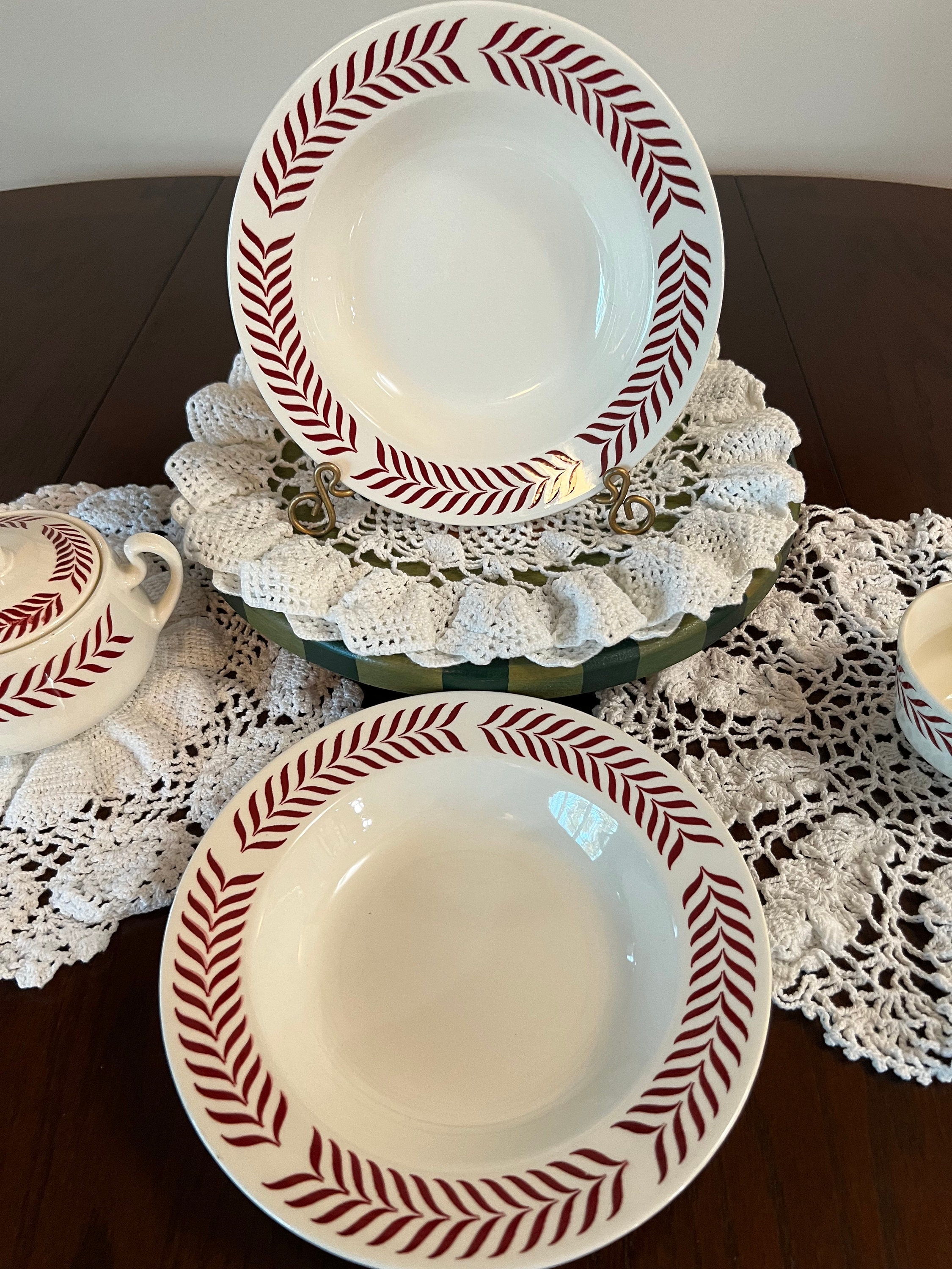 Homer Laughlin Brittany Red Laurel Bowls, Sugar Bowl, and Tea Cup - Etsy