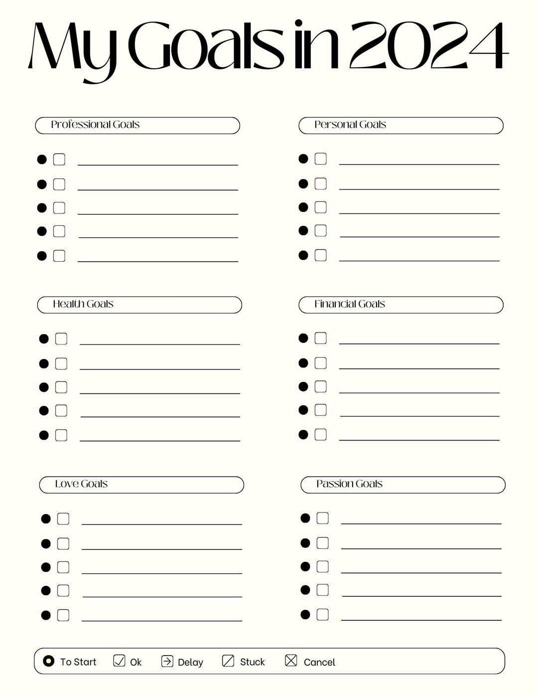 Printable 2024 Goal Setting, New Year's Resolutions, Printable New ...