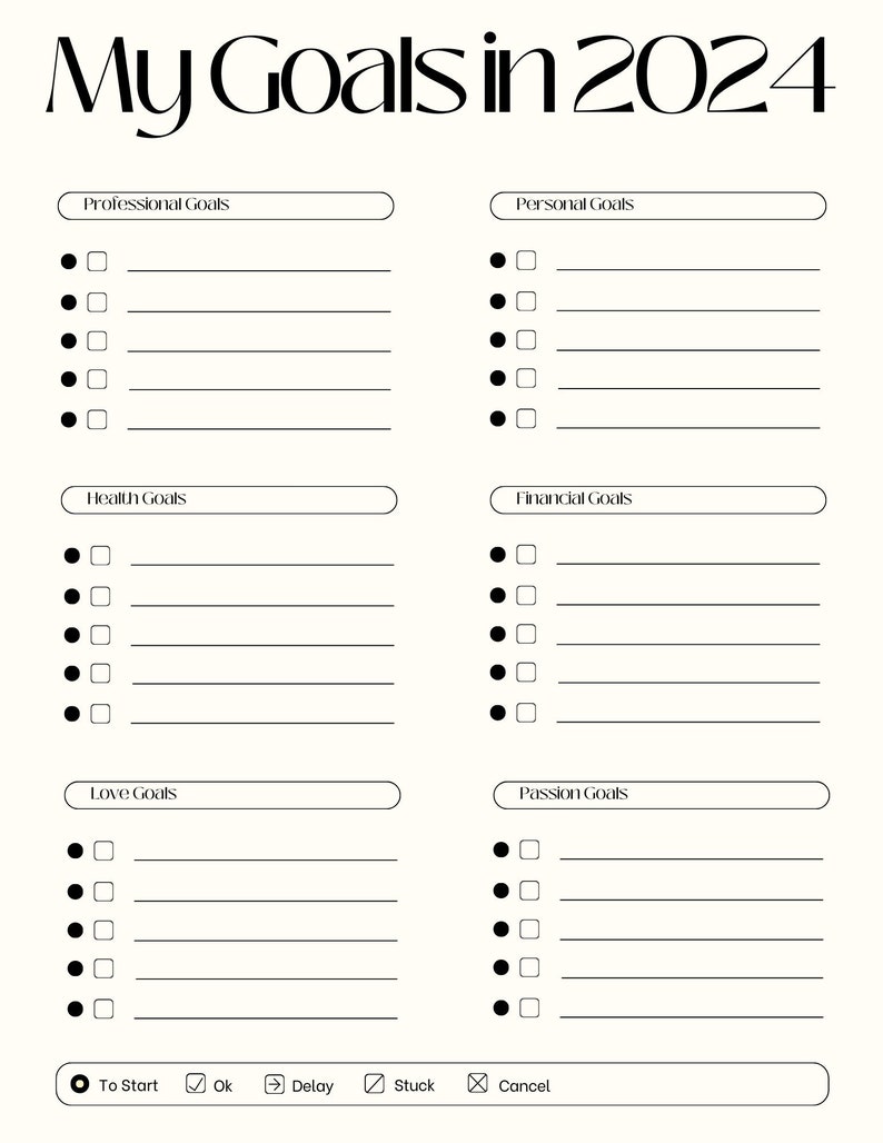 Printable 2024 Goal Setting, New Year's Resolutions, Printable New ...