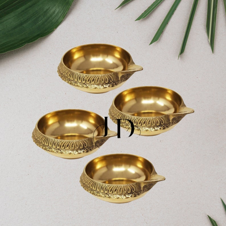 Brass Kuber Diya | Traditional Engraved Oil Lamp for Pooja - Etsy