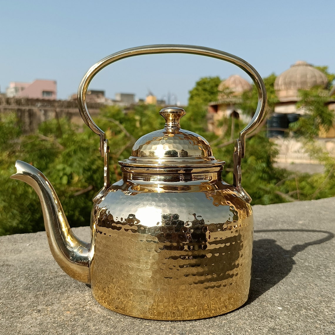 Brass Tea Kettle | Handcrafted Tea Kettle | Indian Tea Kettle | Solid ...