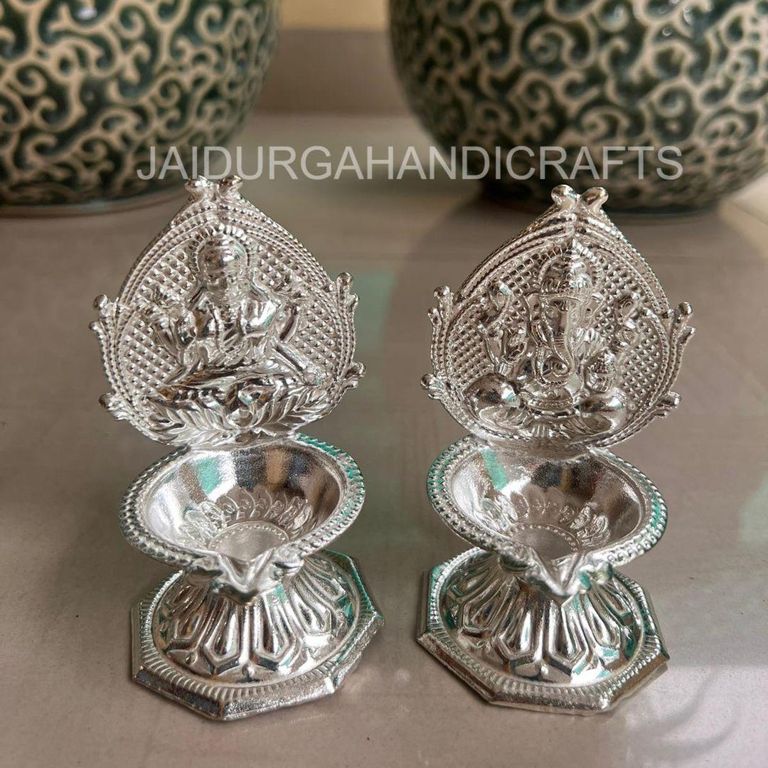 Lot of 100 German Silver Laxmi Ganesh Deepam, Pure Silver, Wedding ...