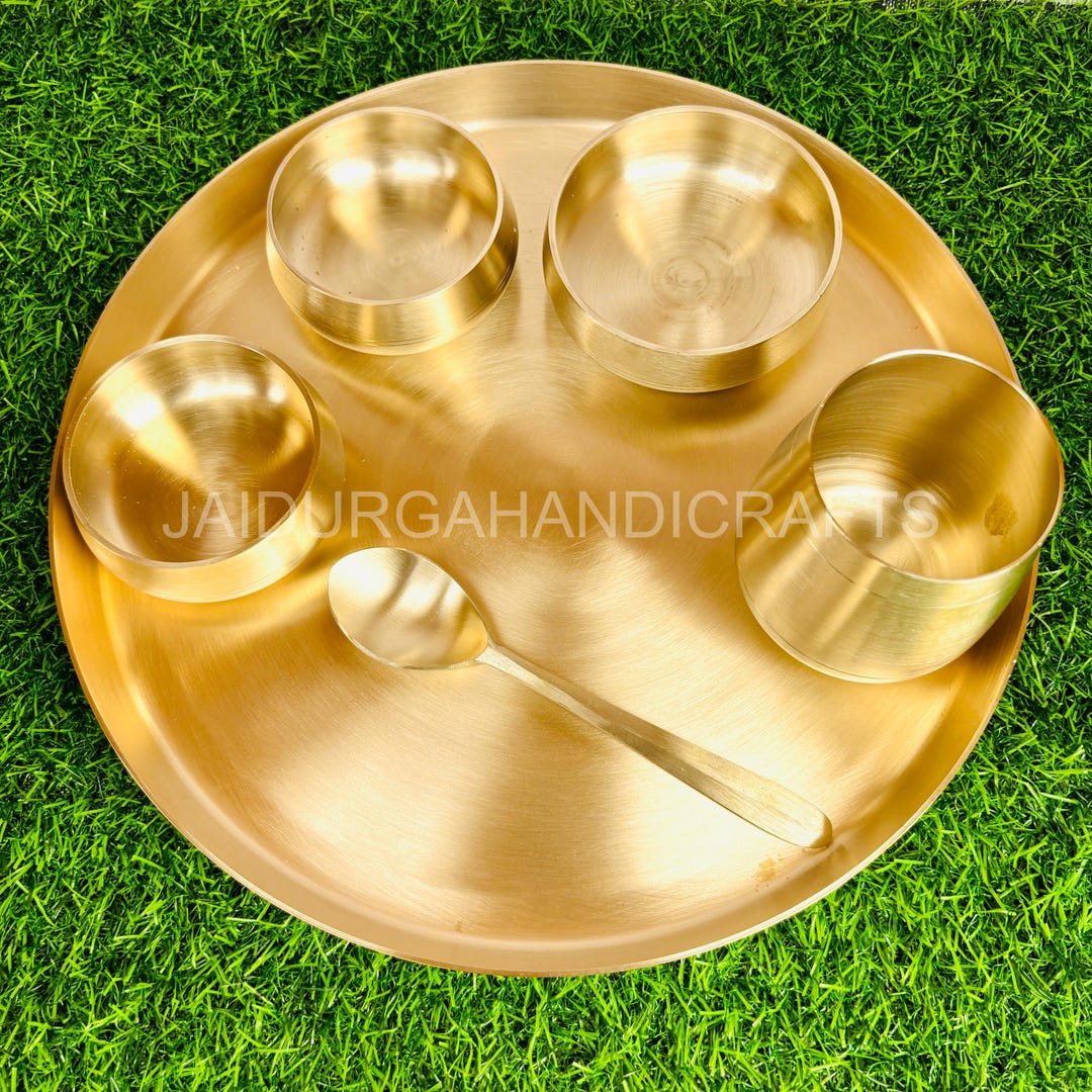 Pure Kansa Thali Dinner Set | 6-piece Ayurveda Dinner | Luxury 6 Pcs ...