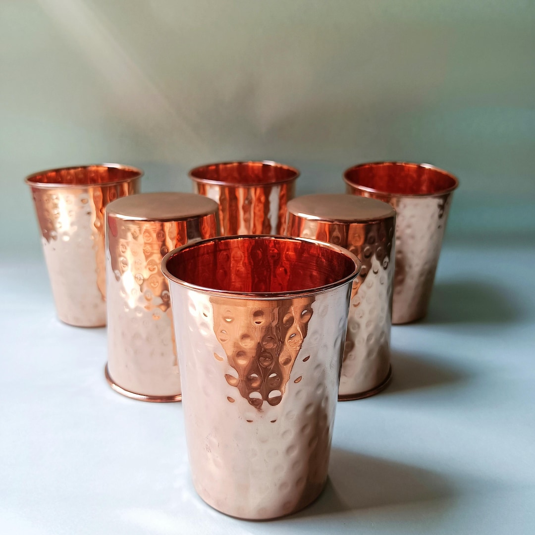 Hammered Copper Water Glass | Ayurvedic Drinkware | 250 ML Copper ...
