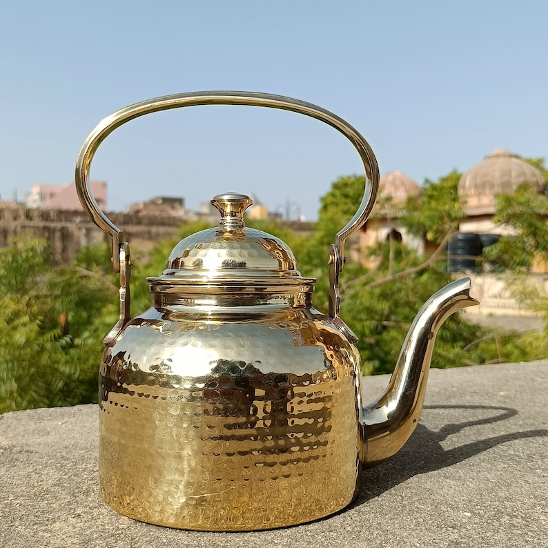 Brass Tea Kettle | Handcrafted Tea Kettle | Indian Tea Kettle | Solid ...