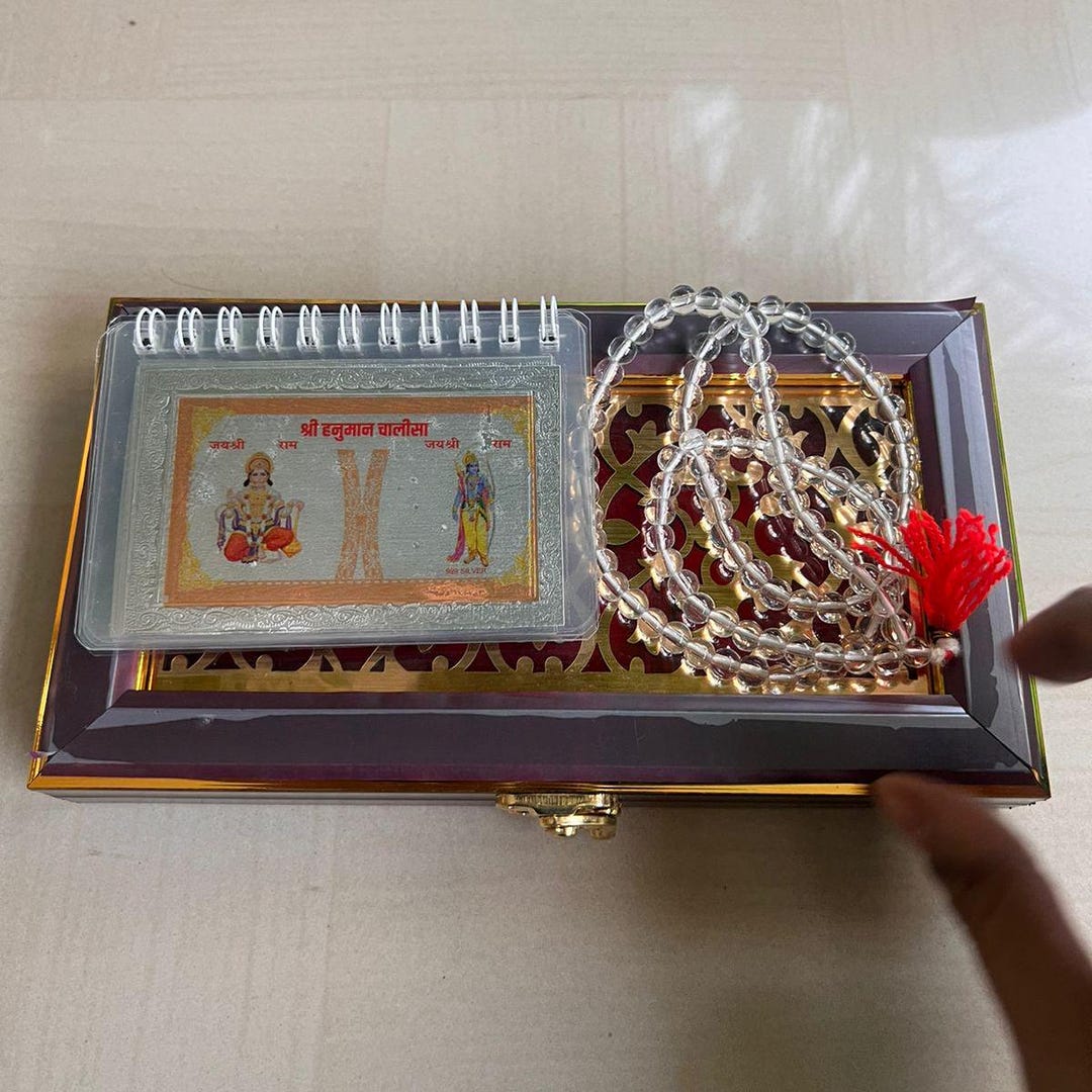 999 Pure Silver Chanting Book With 108 Beads Mala Crystals in Gift Box ...