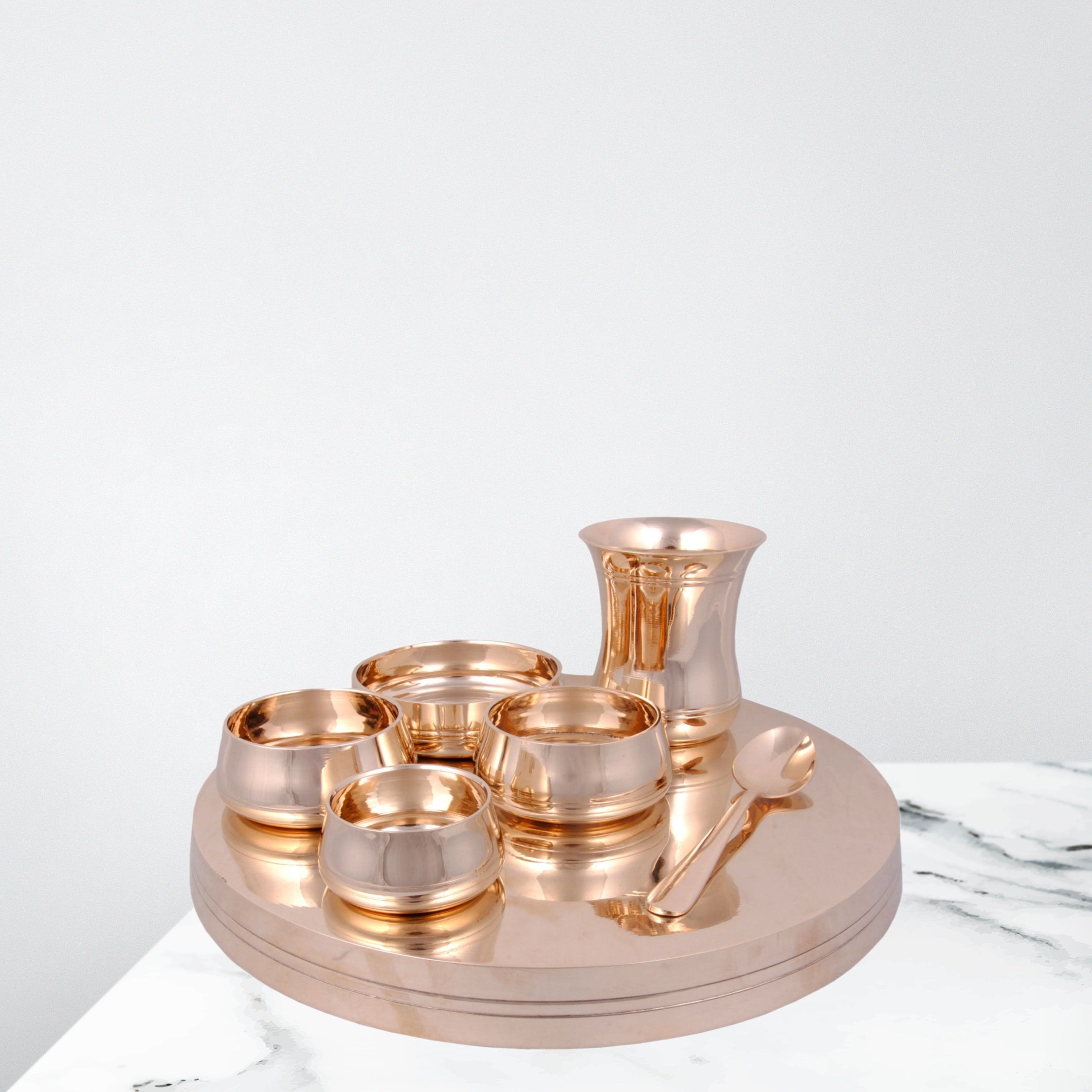 Bronze Premium Thali Kansa Thali Dinner Set 7PCS Set Thali Pure Bronze ...