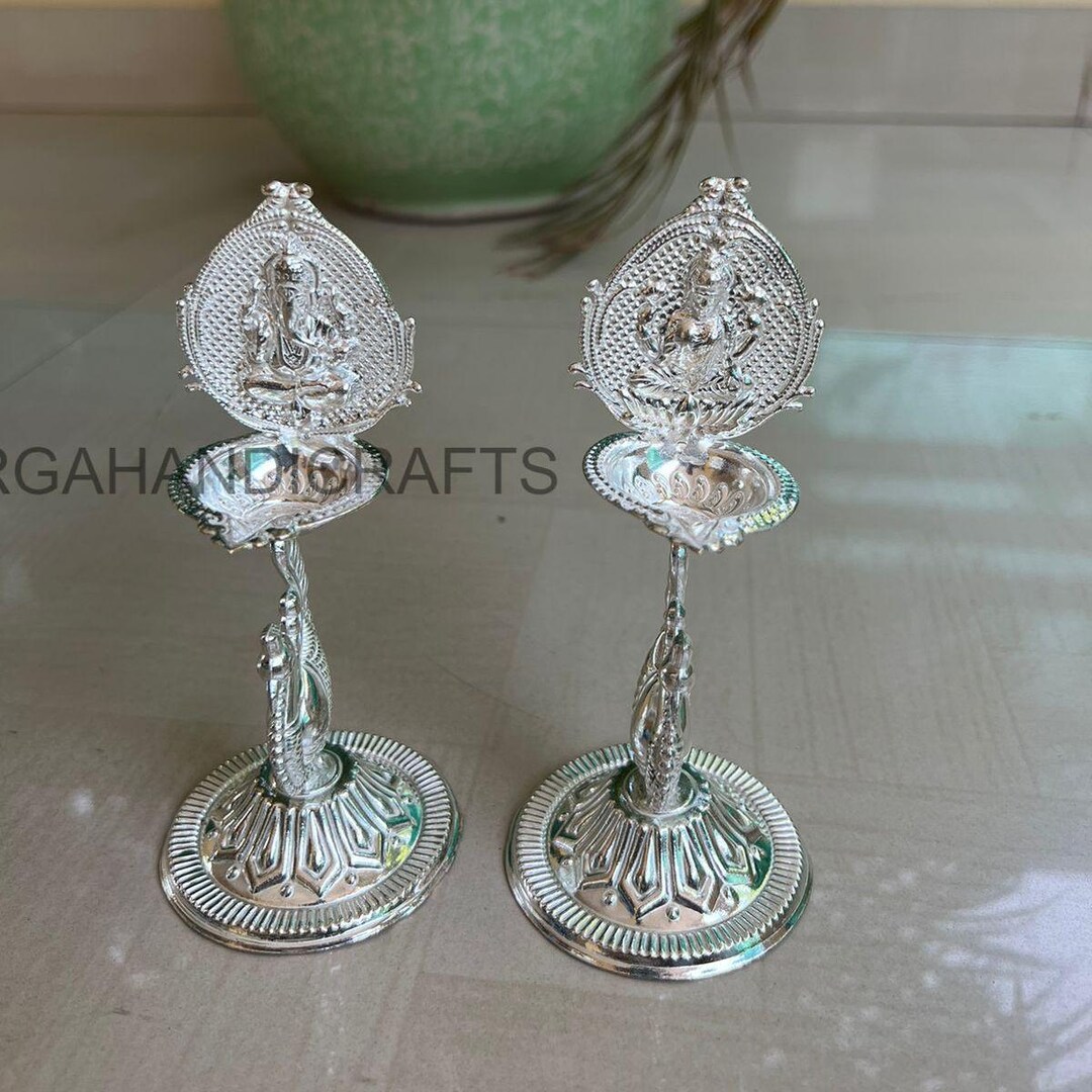 Lot of 200 German Silver Laxmi Ganesh Peacock Deepam, Pure Silver ...