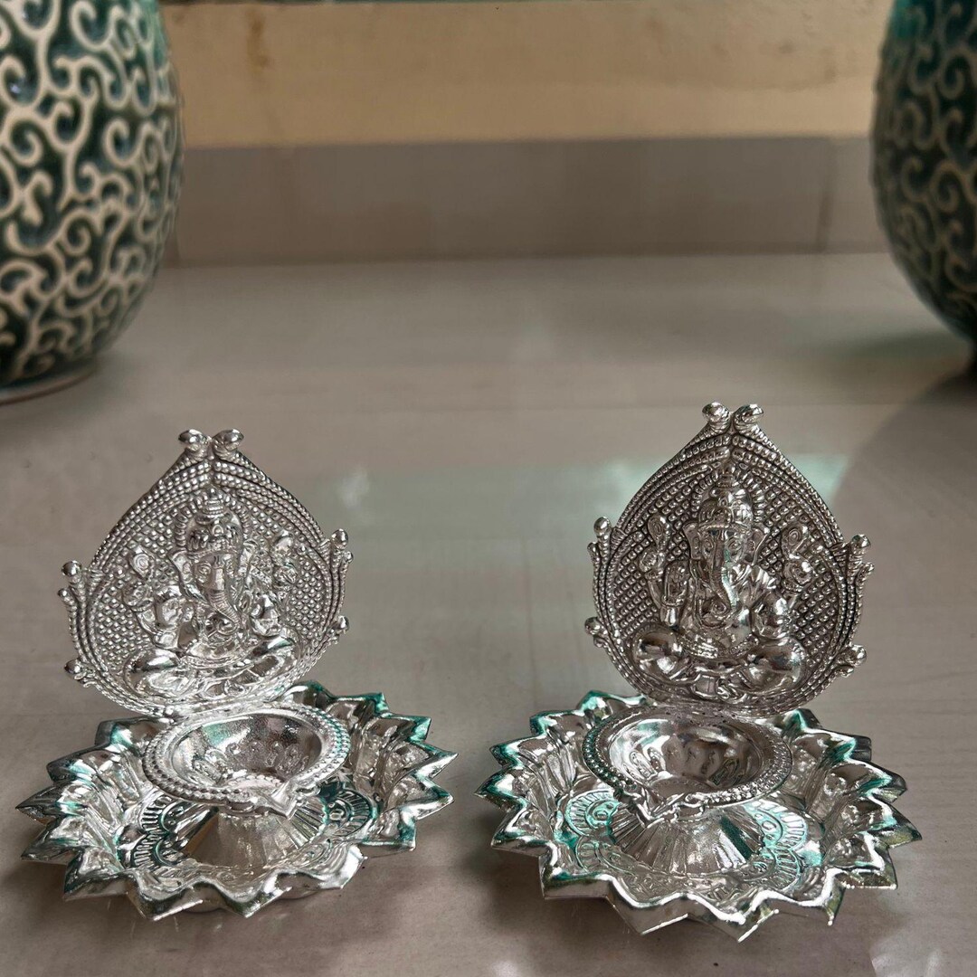 Lot of 200 German Silver Laxmi Ganesh Deepam, Pure Silver, Wedding ...