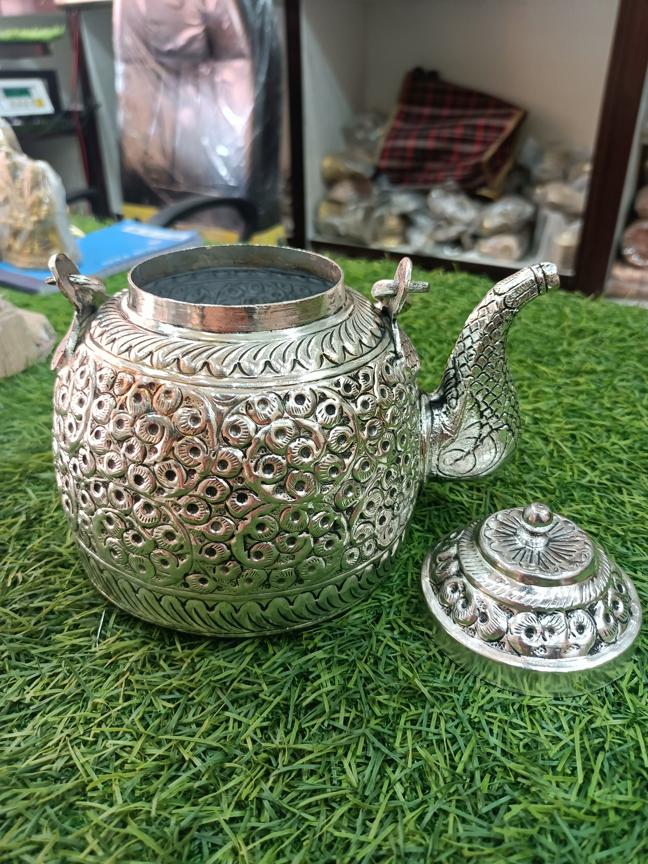German Silver Tea Kettle Handcrafted Tea Kettle Indian Tea Kettle ...