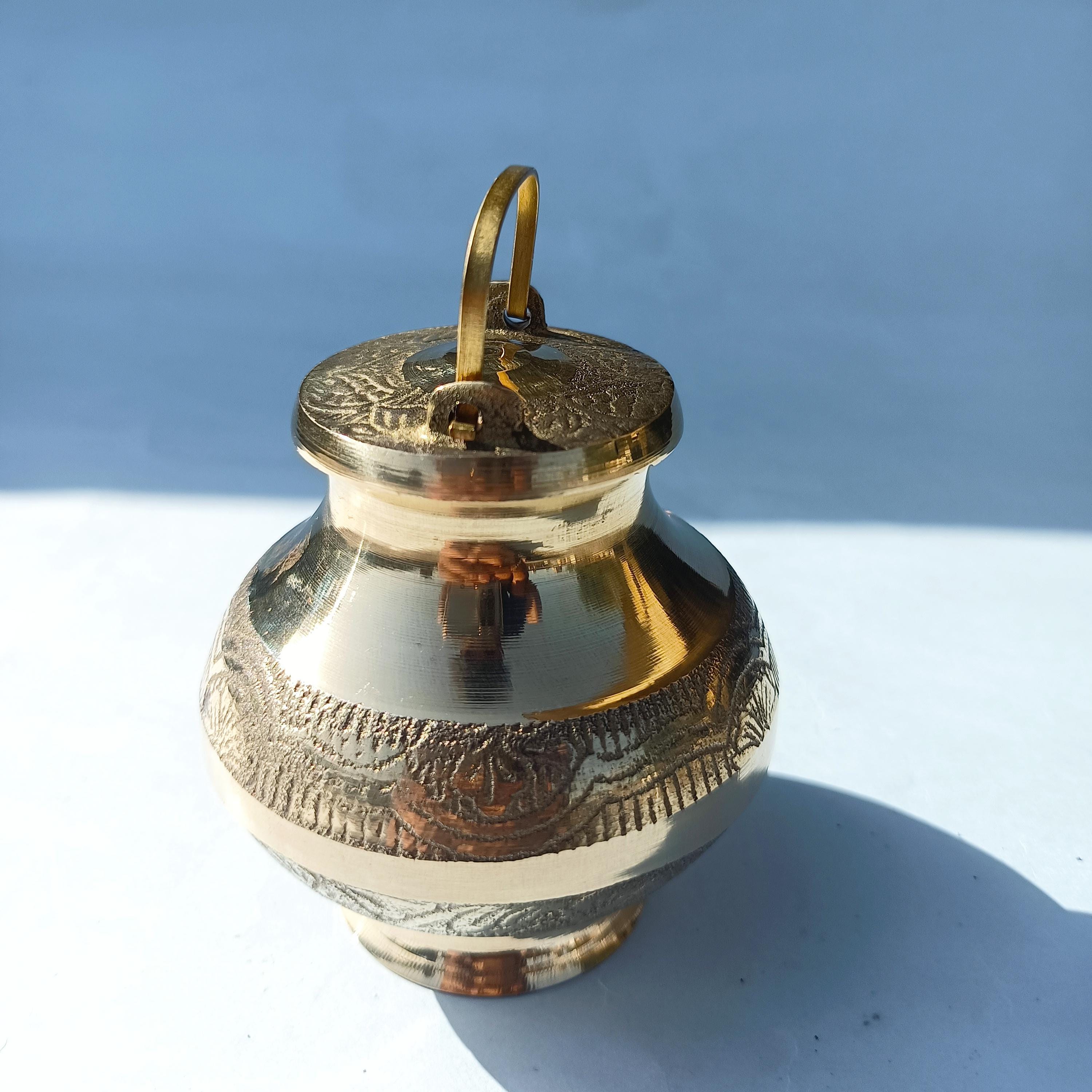 Pure Brass Designer Lota With Cover | Brass Pooja Lota | Kalash Lota ...
