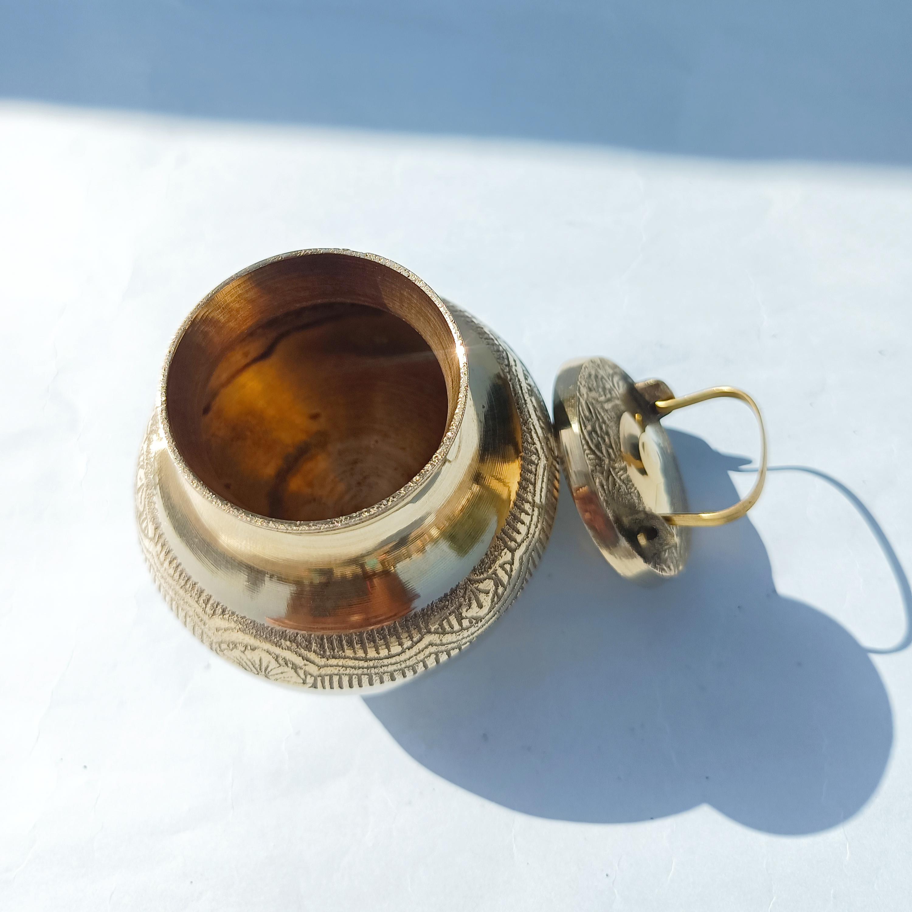 Pure Brass Designer Lota With Cover | Brass Pooja Lota | Kalash Lota ...