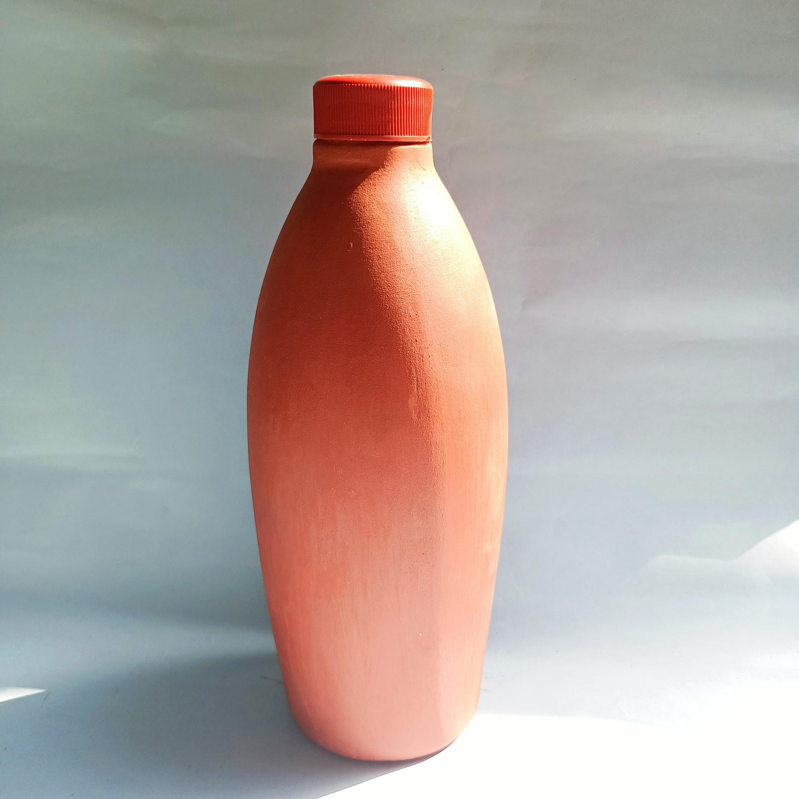 Earthen Clay Hand Water Bottle Handmade Natural Clay Water Bottle 1L ...