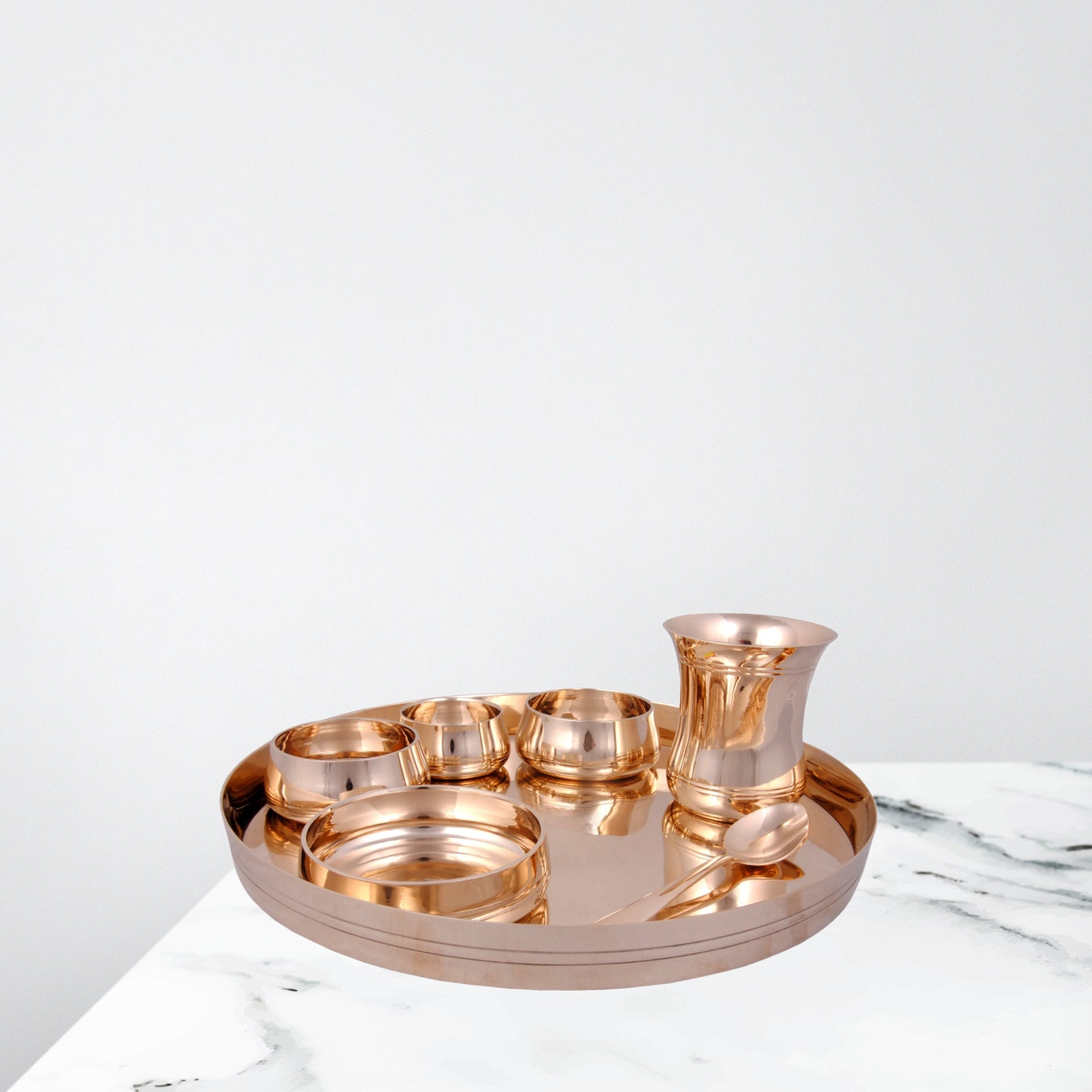 Bronze Premium Thali Kansa Thali Dinner Set 7PCS Set Thali Pure Bronze ...