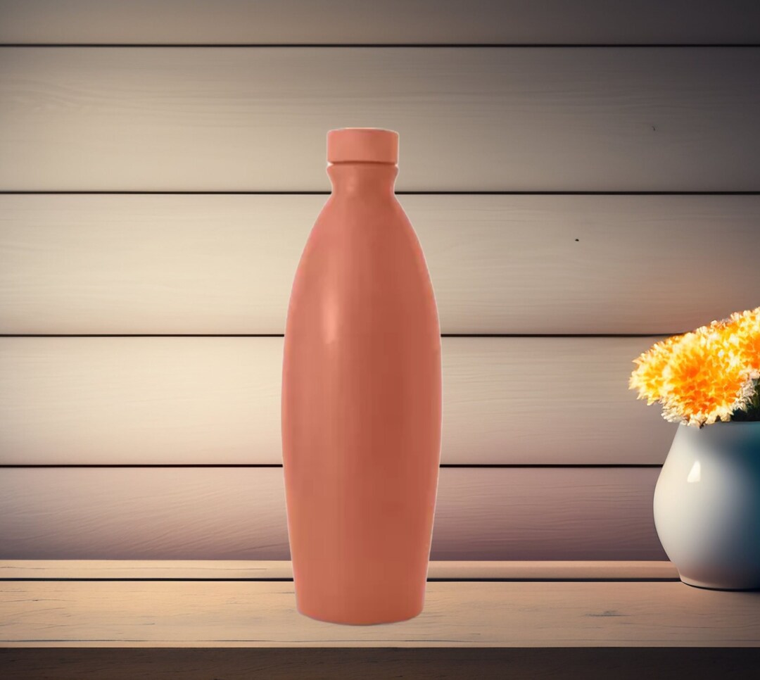 Earthen Clay Hand Water Bottle Handmade Natural Clay Water Bottle 1L ...