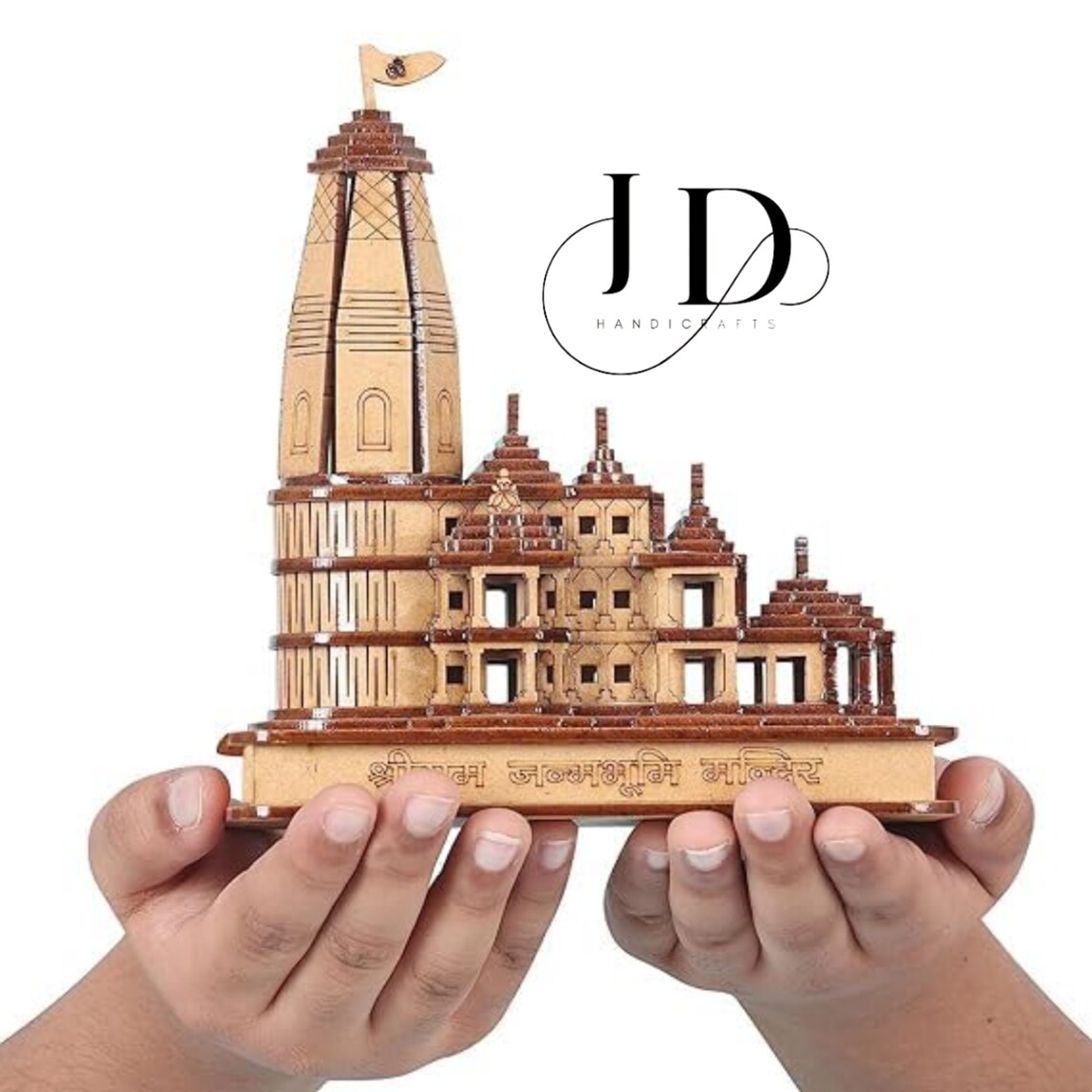 Ram Mandir Ayodhya Model Wooden Temple With Light 6X4 INCH Handcrafted ...