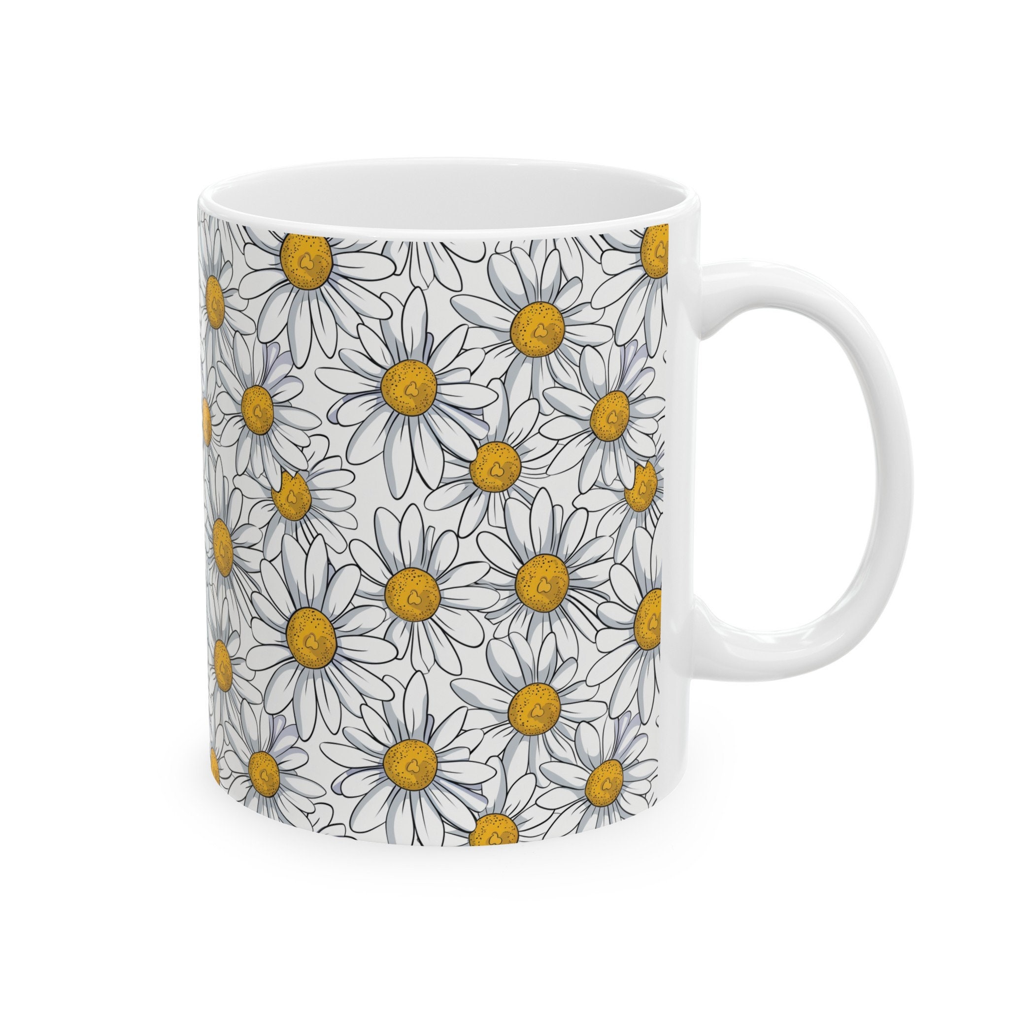 Daisy Flower Coffee Mug | Painted Floral Ceramic Cup | Cheerful Tea Mug ...