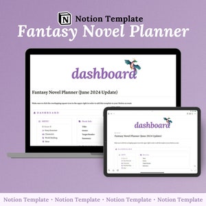 Fantasy Novel Planner Notion Template | Digital Writing Organizer ...