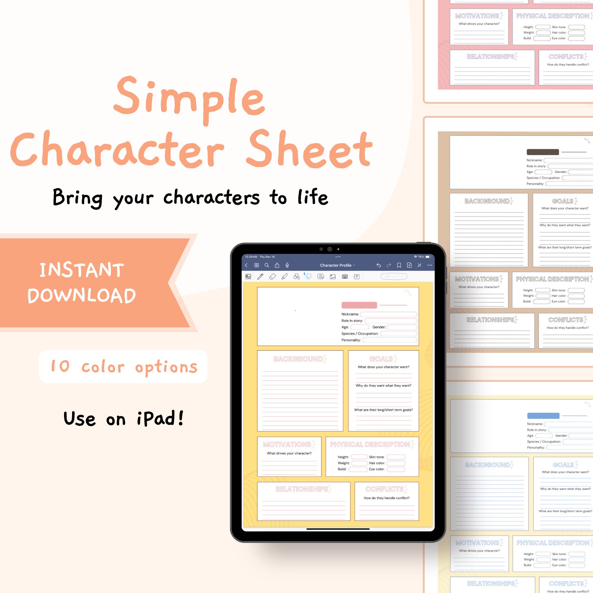 Character Sheet | Character Profile | Template for Writers | Authors ...