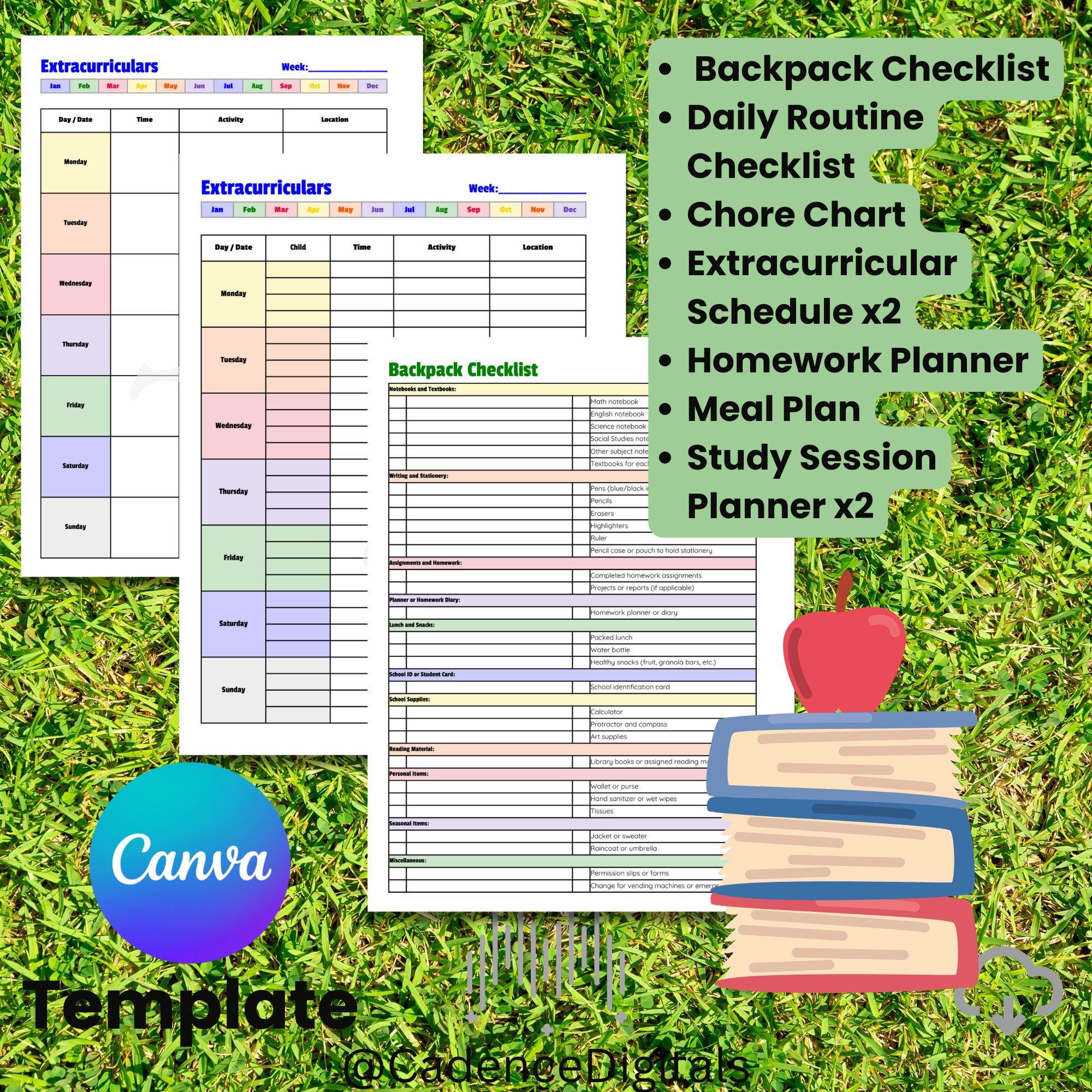 School Sporty Fall Bundle: Backpack Checklist, Daily Routine Checklist ...