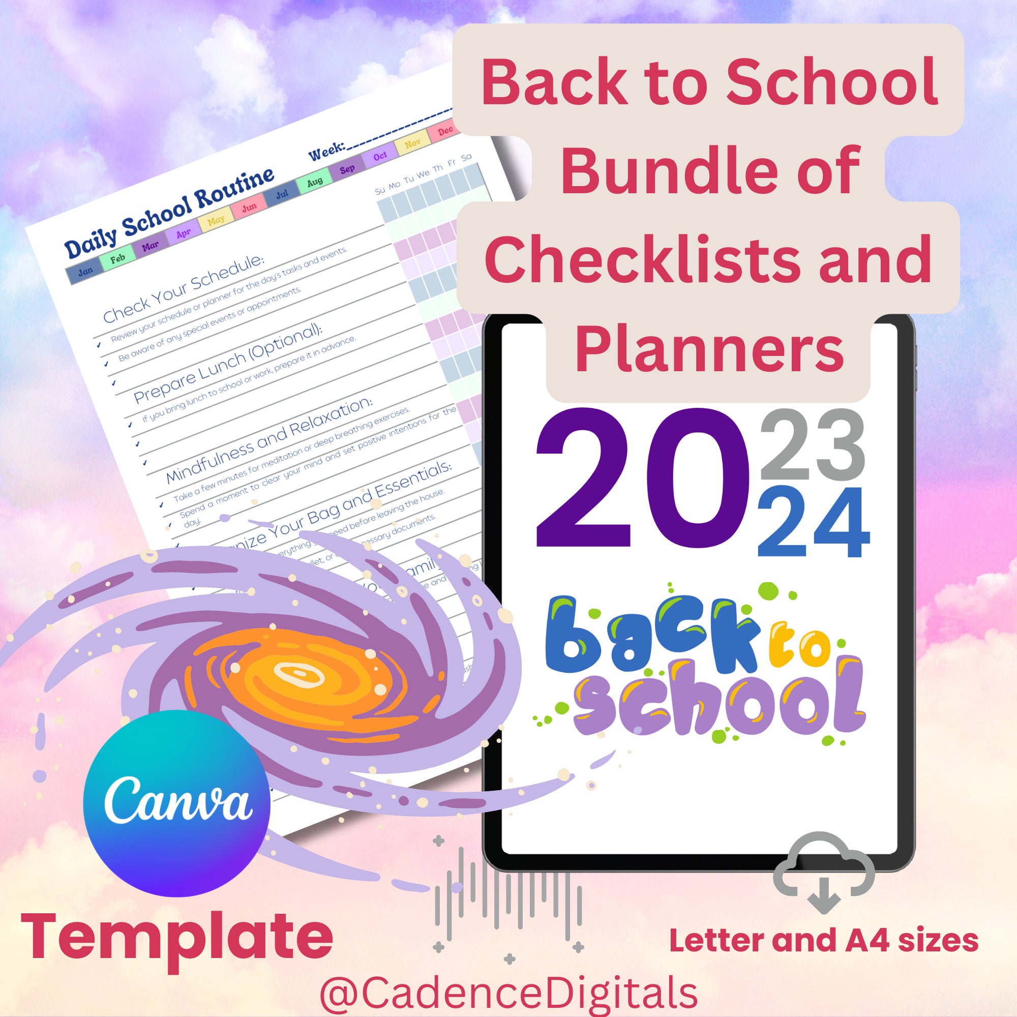 School Galaxy Bundle: Backpack Checklist, Daily Routine Checklist ...