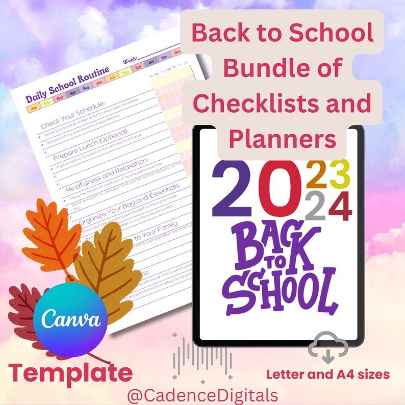 School Fall Bundle: Backpack Checklist, Daily Routine Checklist, Chores ...