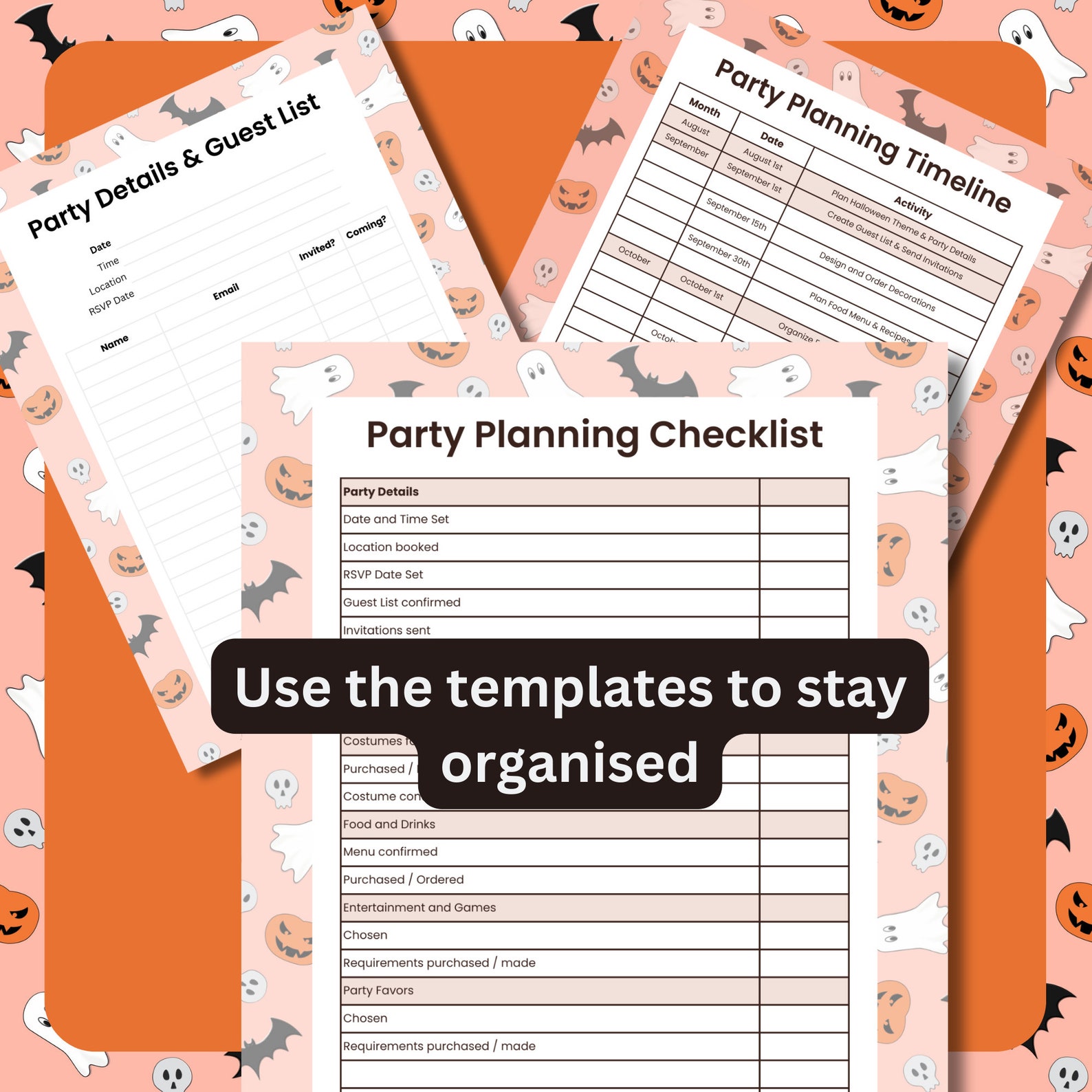 Halloween Party Planning Bundle in Canva, Excel Budget Template ...