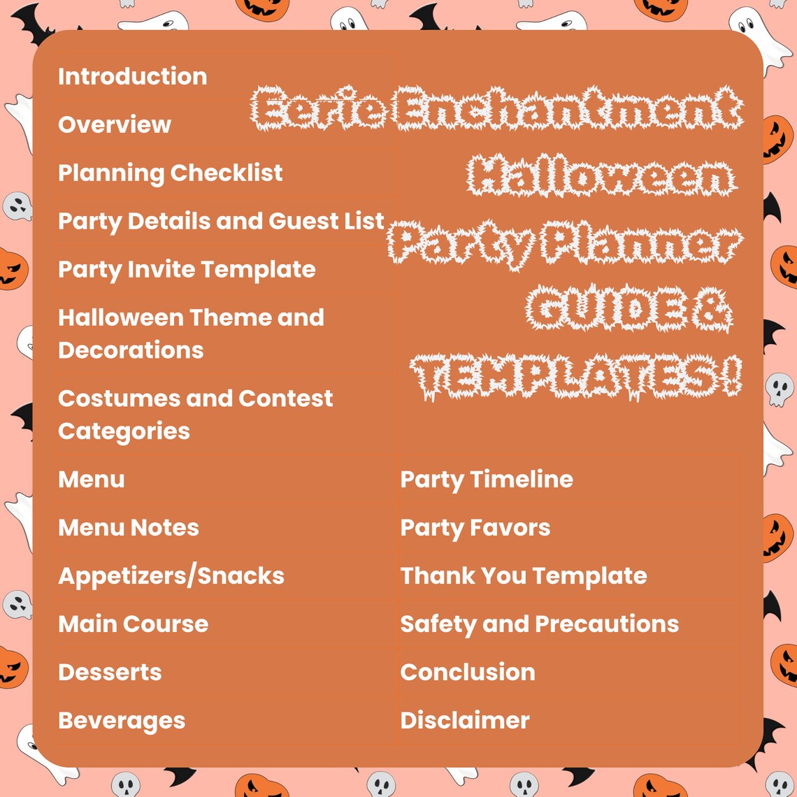Halloween Party Planning Bundle in Canva, Excel Budget Template ...
