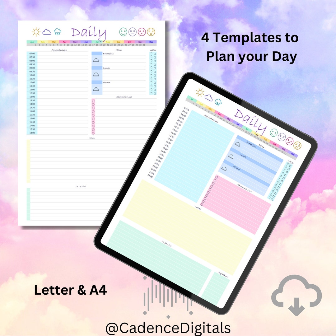 Undated Daily Diary, Time Blocking, Half Hour, Notes, Meals, to Do ...