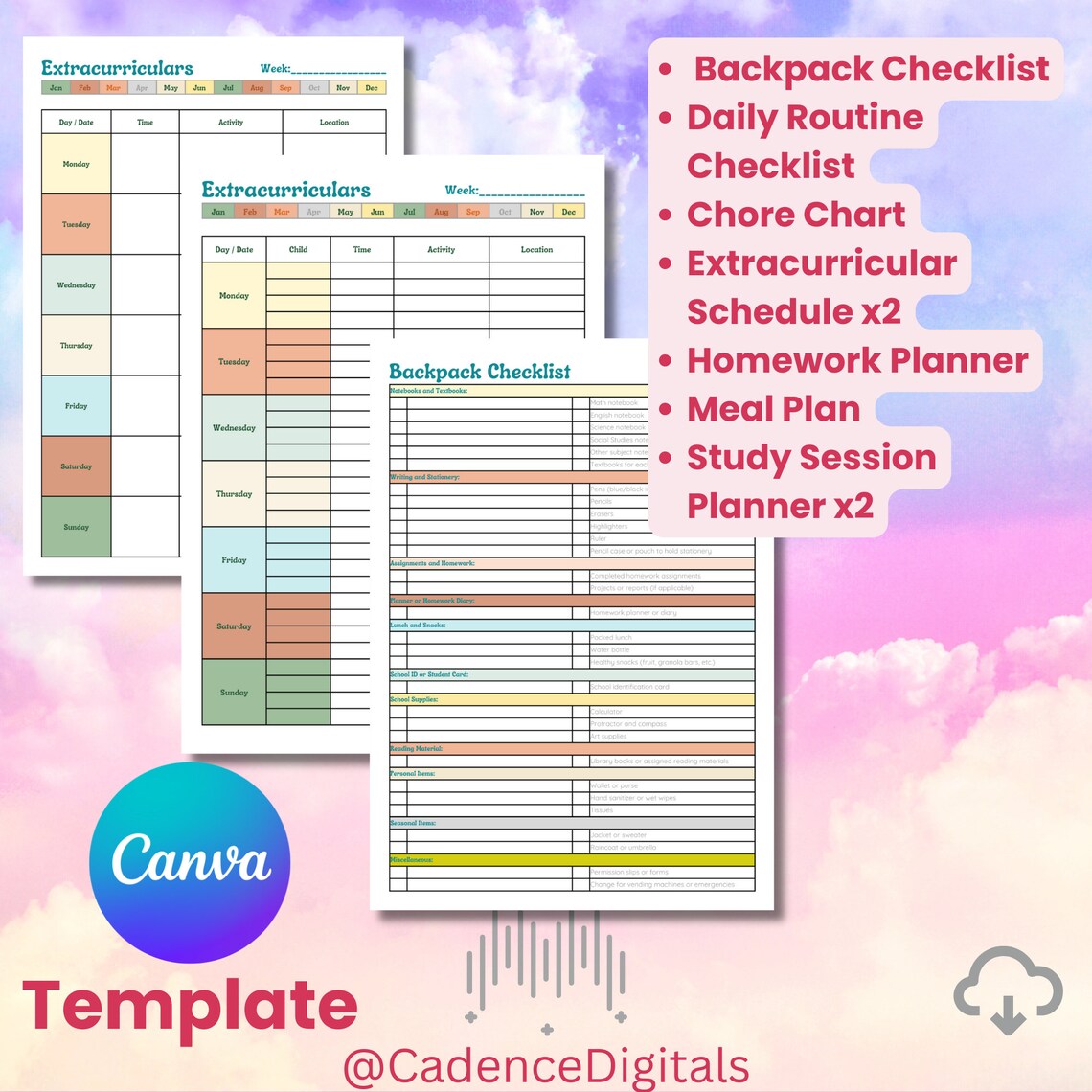 School Retro Bundle: Backpack Checklist, Daily Routine Checklist ...