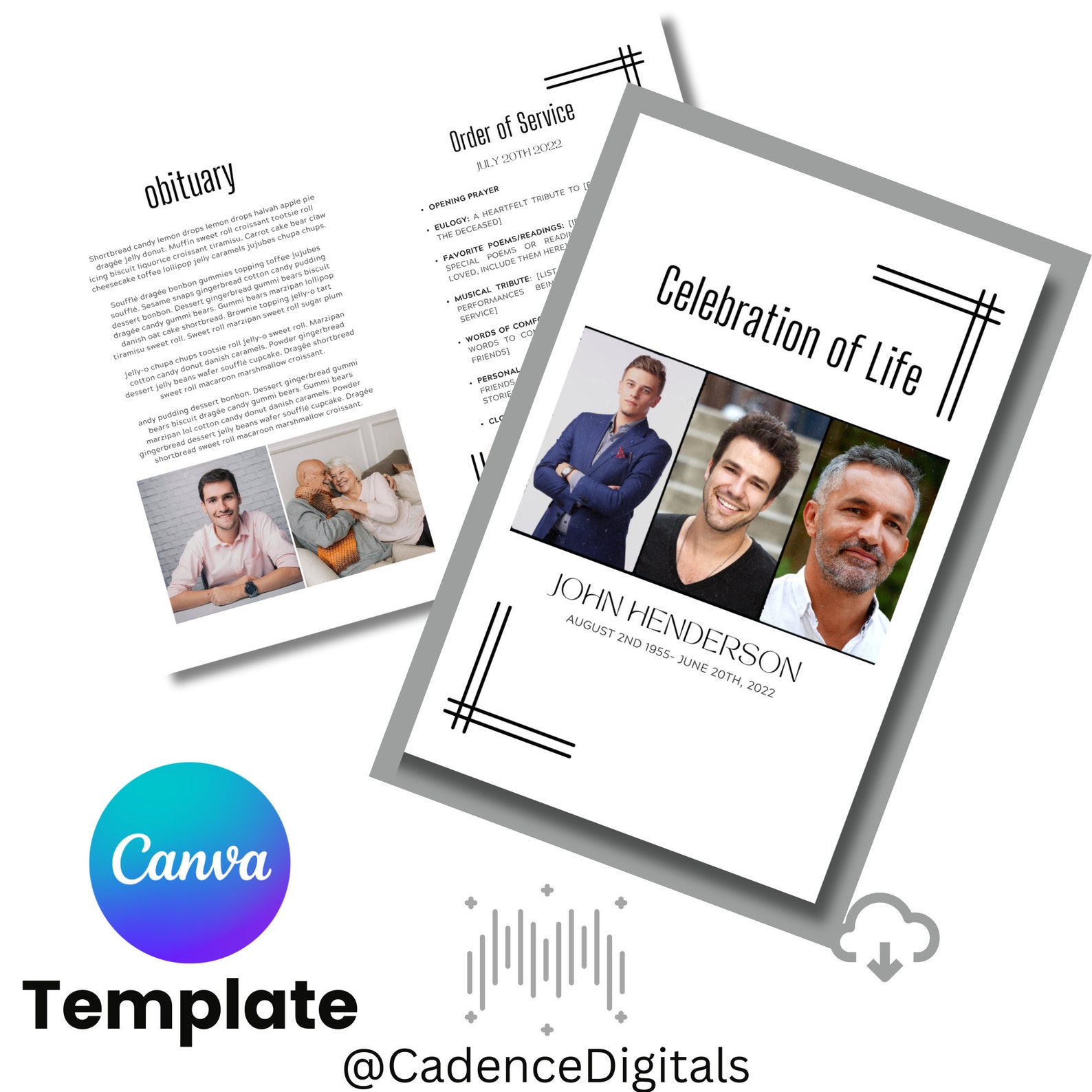 Funeral Program, Funeral Template for Men, Celebration of Life Program ...