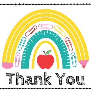 Printable Pencil Rainbow Thank You Card for Teacher, Parent, Family - Etsy