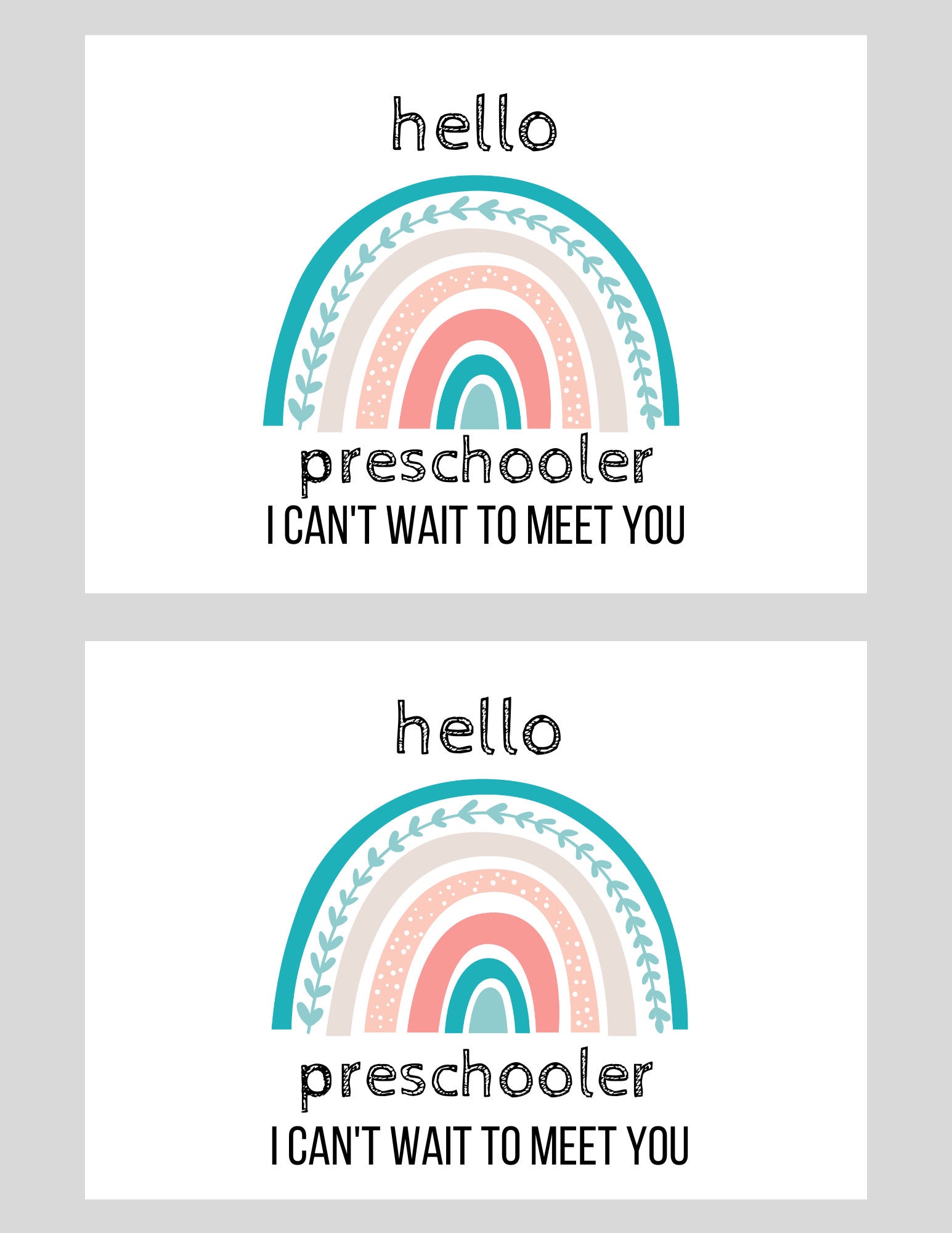 Back to School Rainbow Preschool Postcard - Etsy