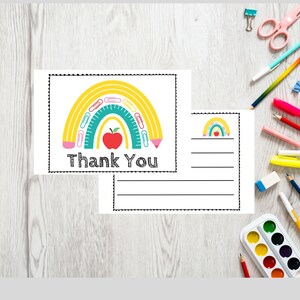 Printable Pencil Rainbow Thank You Card for Teacher, Parent, Family - Etsy