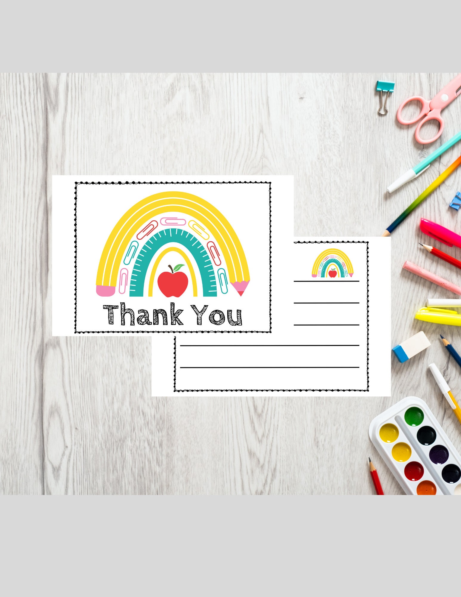 Printable Pencil Rainbow Thank You Card for Teacher, Parent, Family - Etsy
