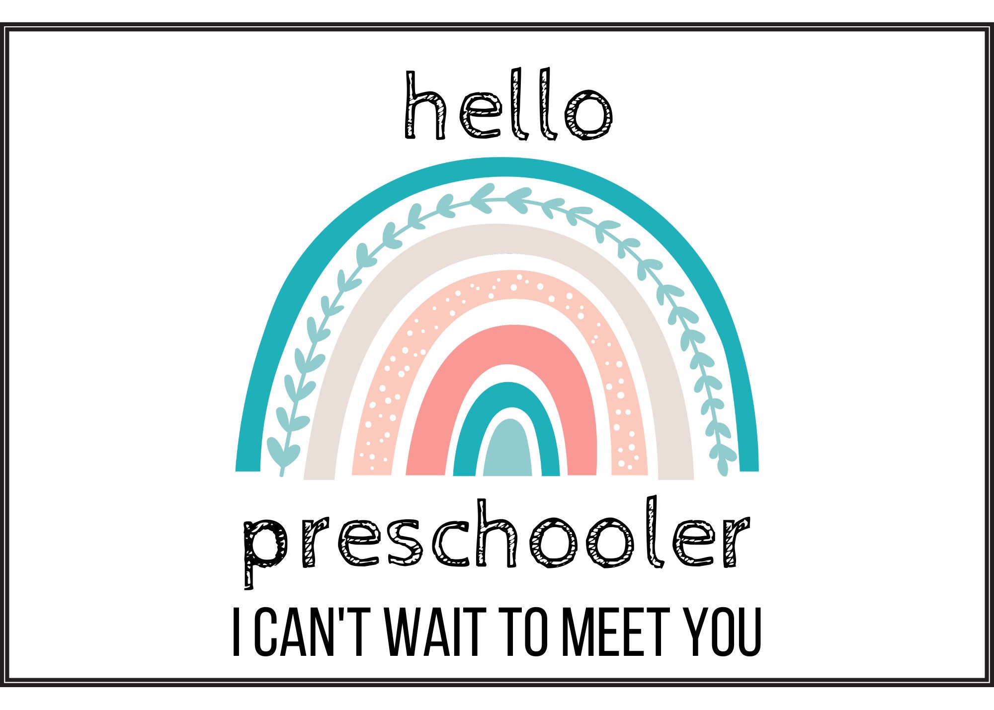 Back to School Rainbow Preschool Postcard - Etsy