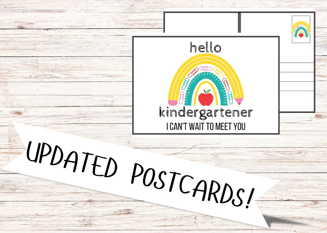 Back to School Pencil Rainbow Kindergarten Postcard - Etsy