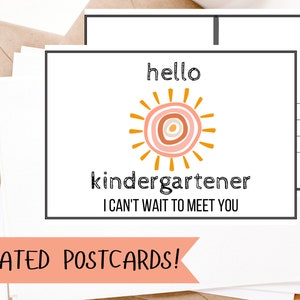Boho Sunshine Back to School Printable Postcard - Kindergarten - Etsy