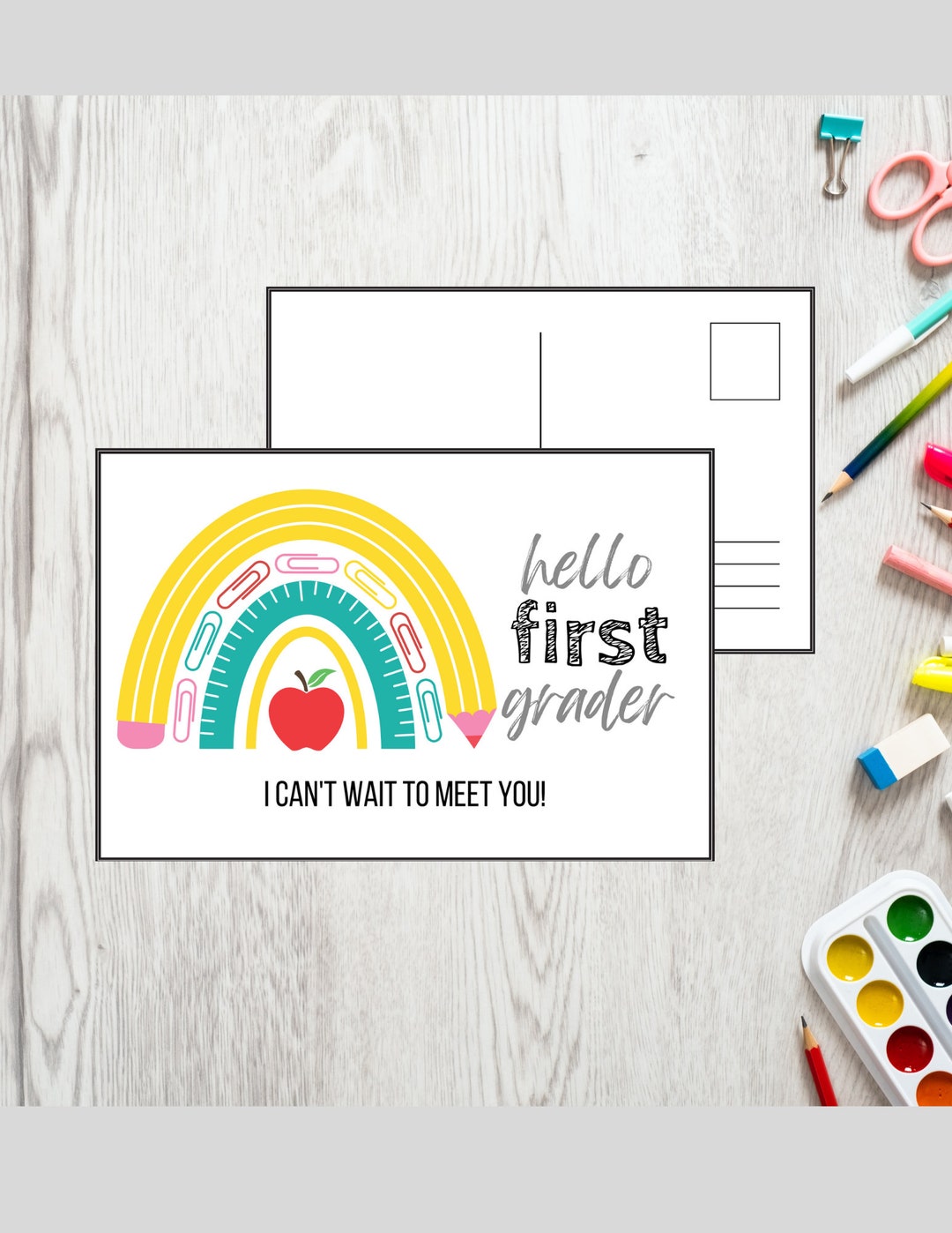 Welcome Back to School Printable Rainbow 4 Postcard 1st Grade - Etsy Canada