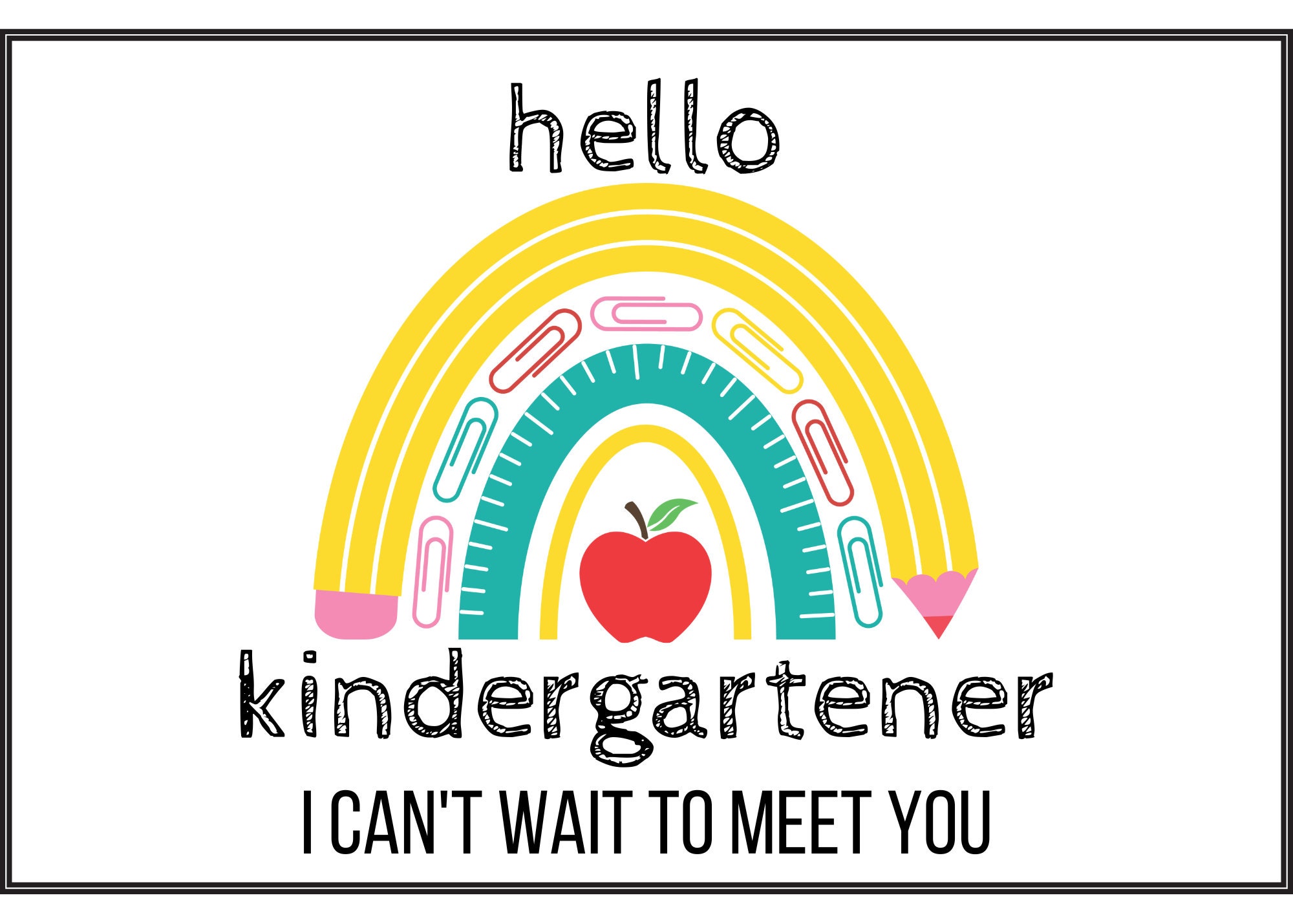 Back to School Pencil Rainbow Kindergarten Postcard - Etsy