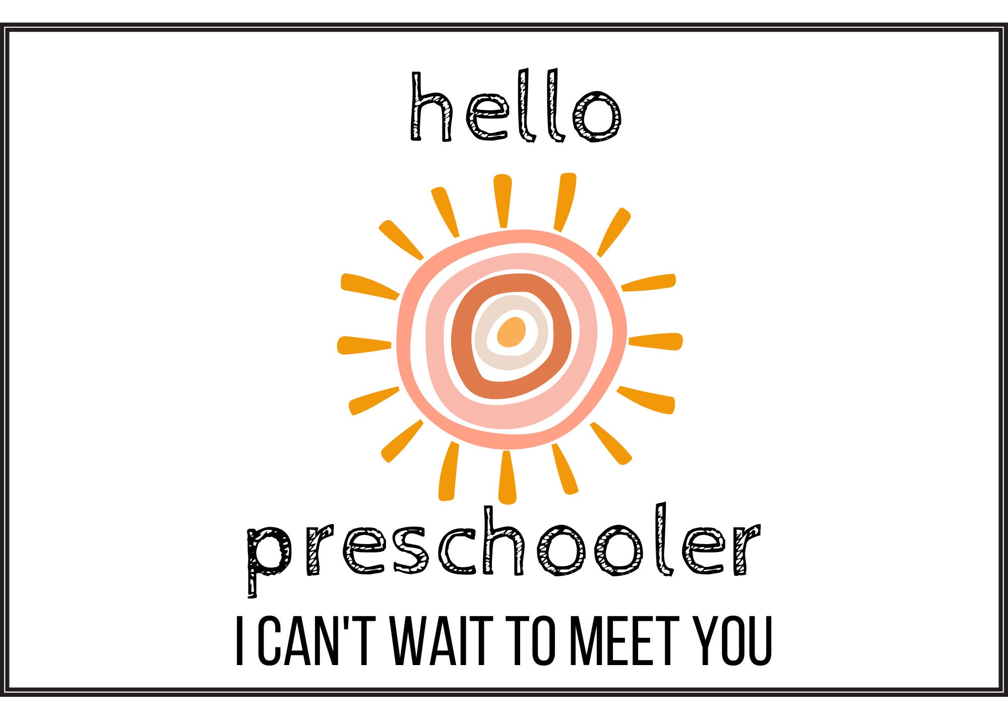 Boho Sunshine Back to School Printable Postcard - Preschool - Etsy