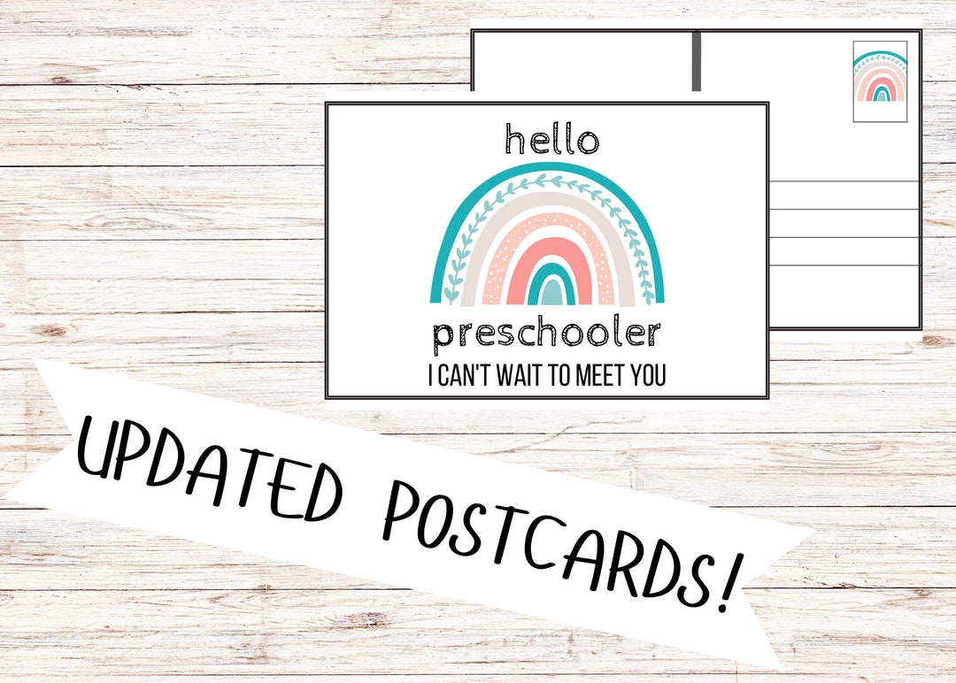 Back to School Rainbow Preschool Postcard - Etsy